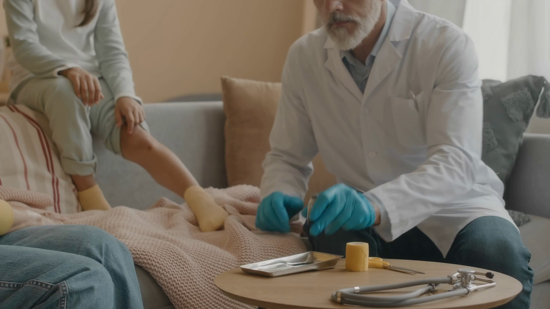Medium Shot Of Male Doctor Using Cotton Swab Stock Footage SBV ...