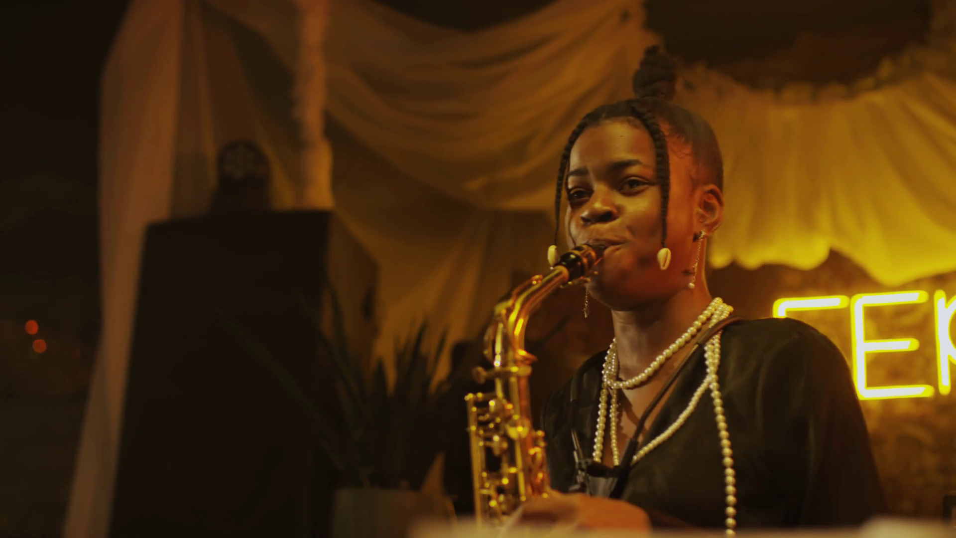 Waist Up Of Talented Young Black Female Jazz Stock Footage SBV ...