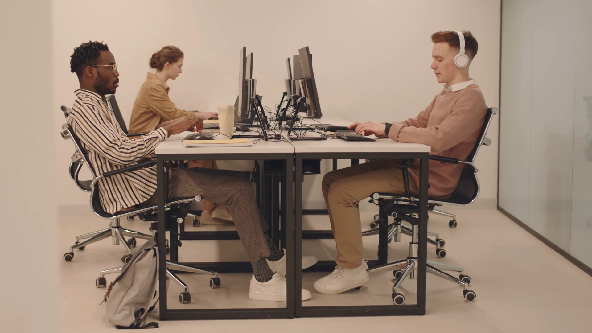 Side-view Shot Of Young Students Programmers Stock Footage SBV ...