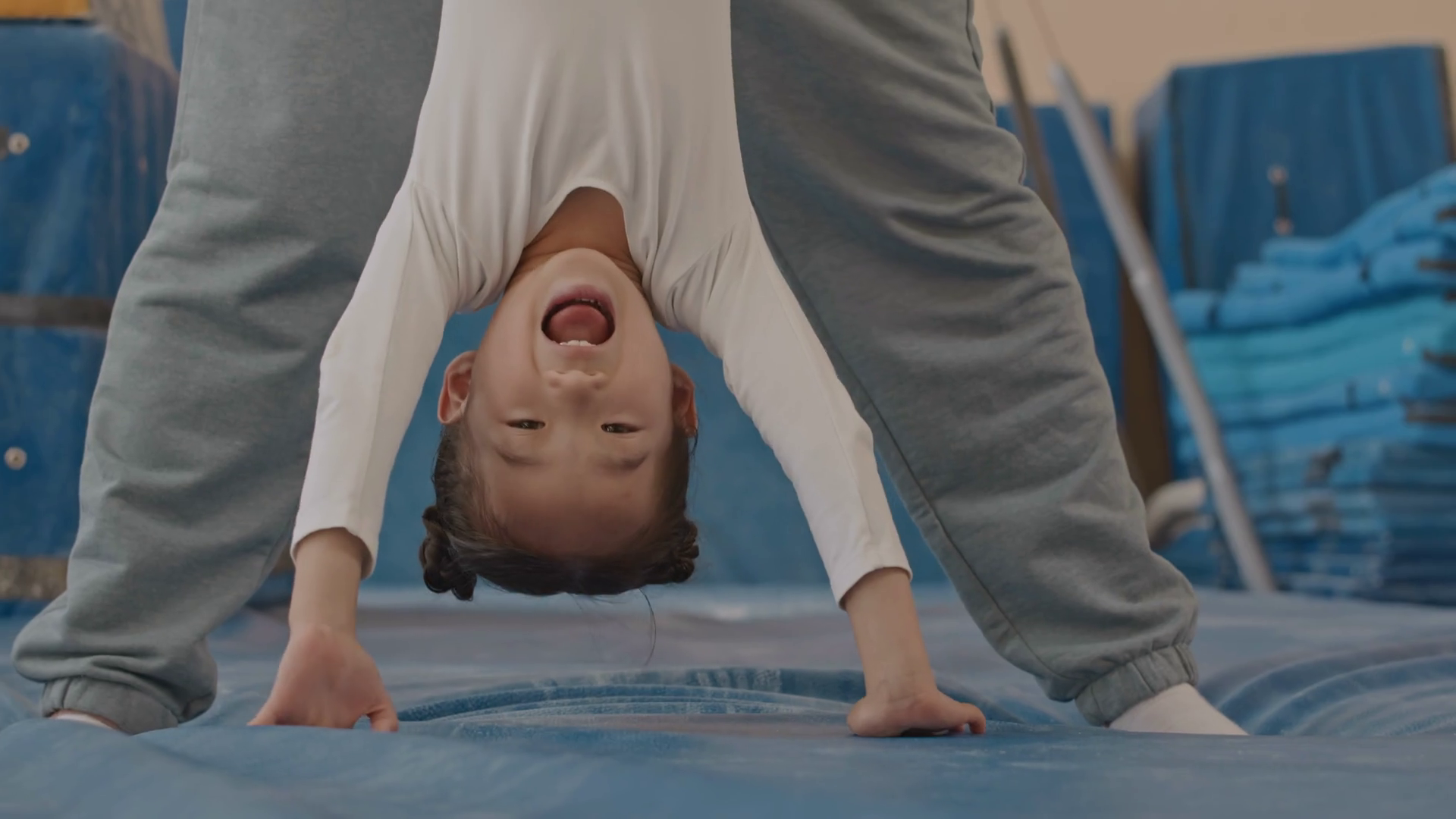 Funny 5 Year Old Asian Girl Laughing Showing Stock Footage SBV ...