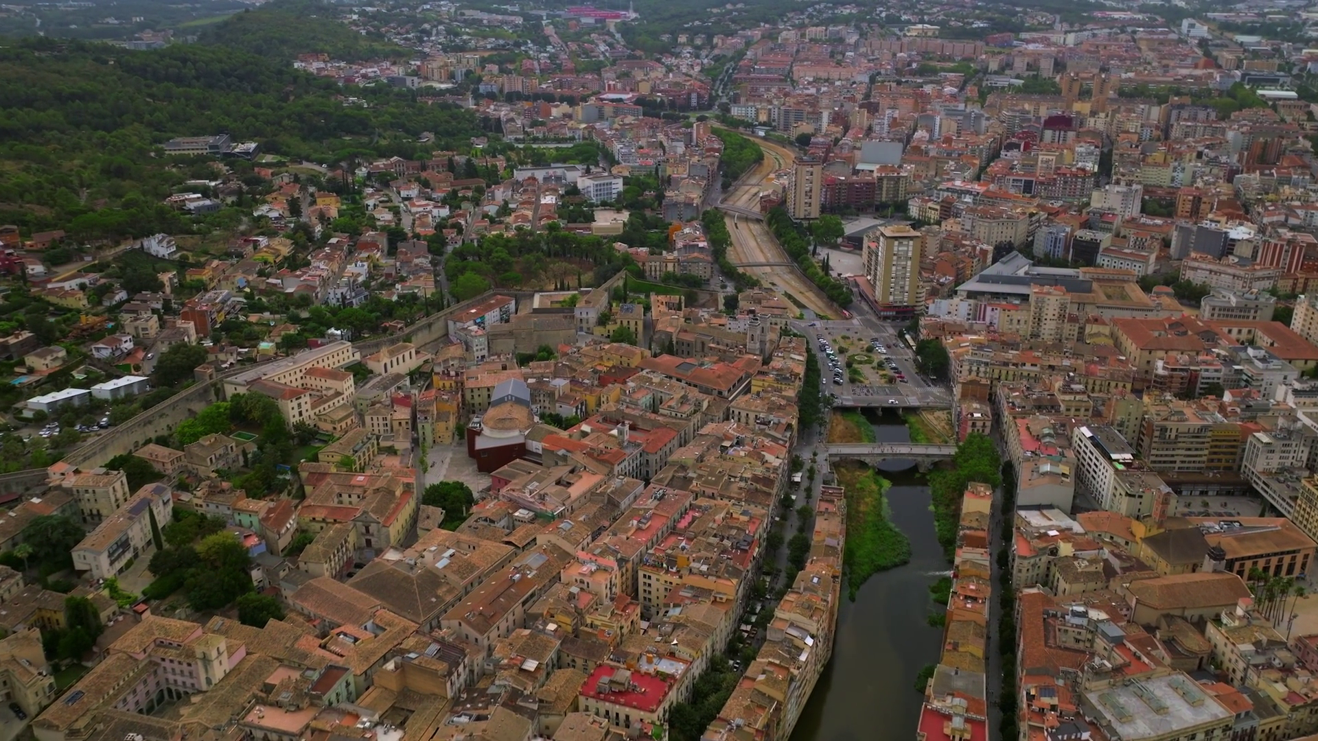 Aerial View In Girona Old City Of Stock Footage SBV-352842626 - Storyblocks