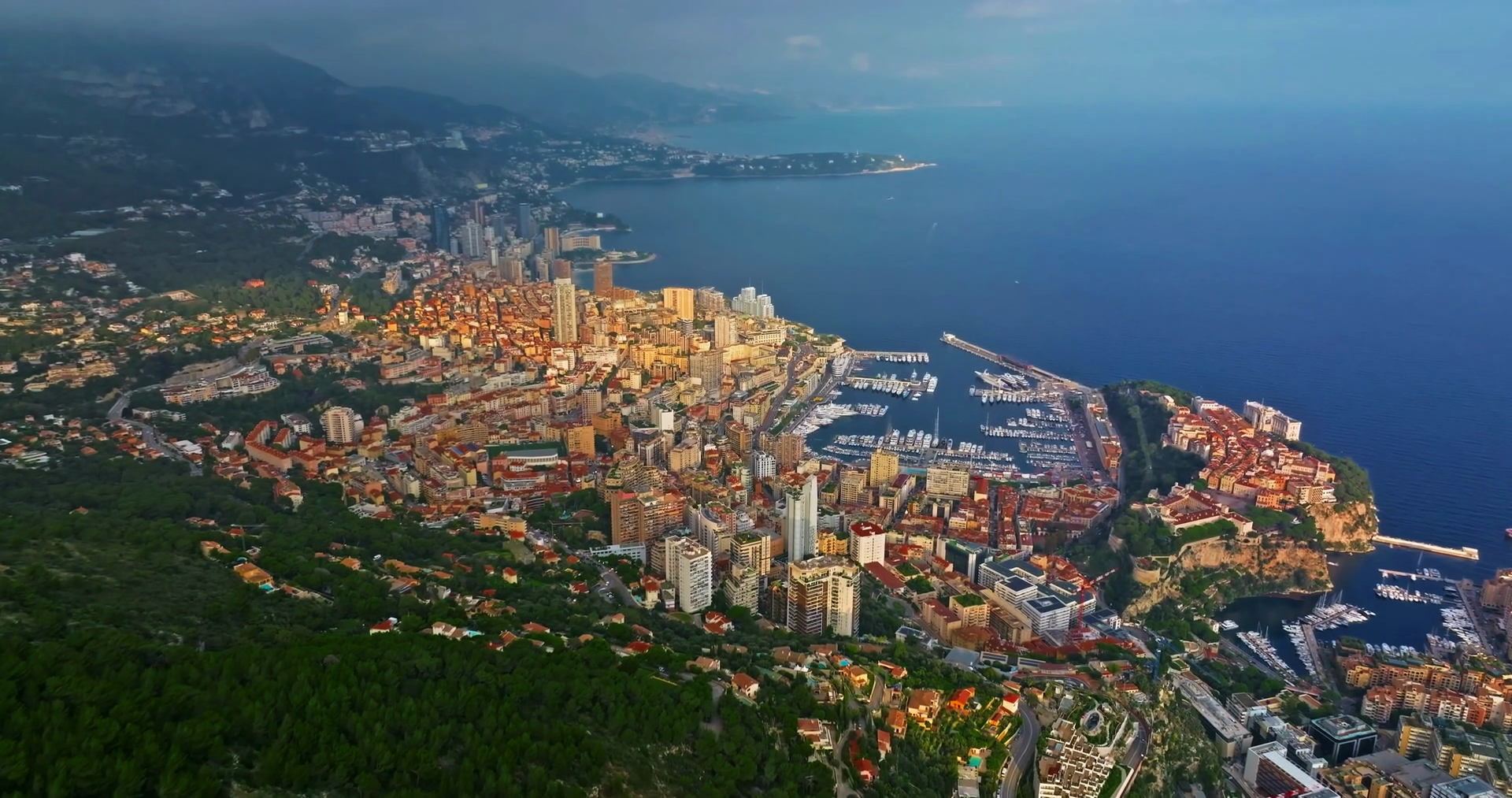 Aerial View Of City Center Of Monaco Stock Footage SBV-351978312 ...