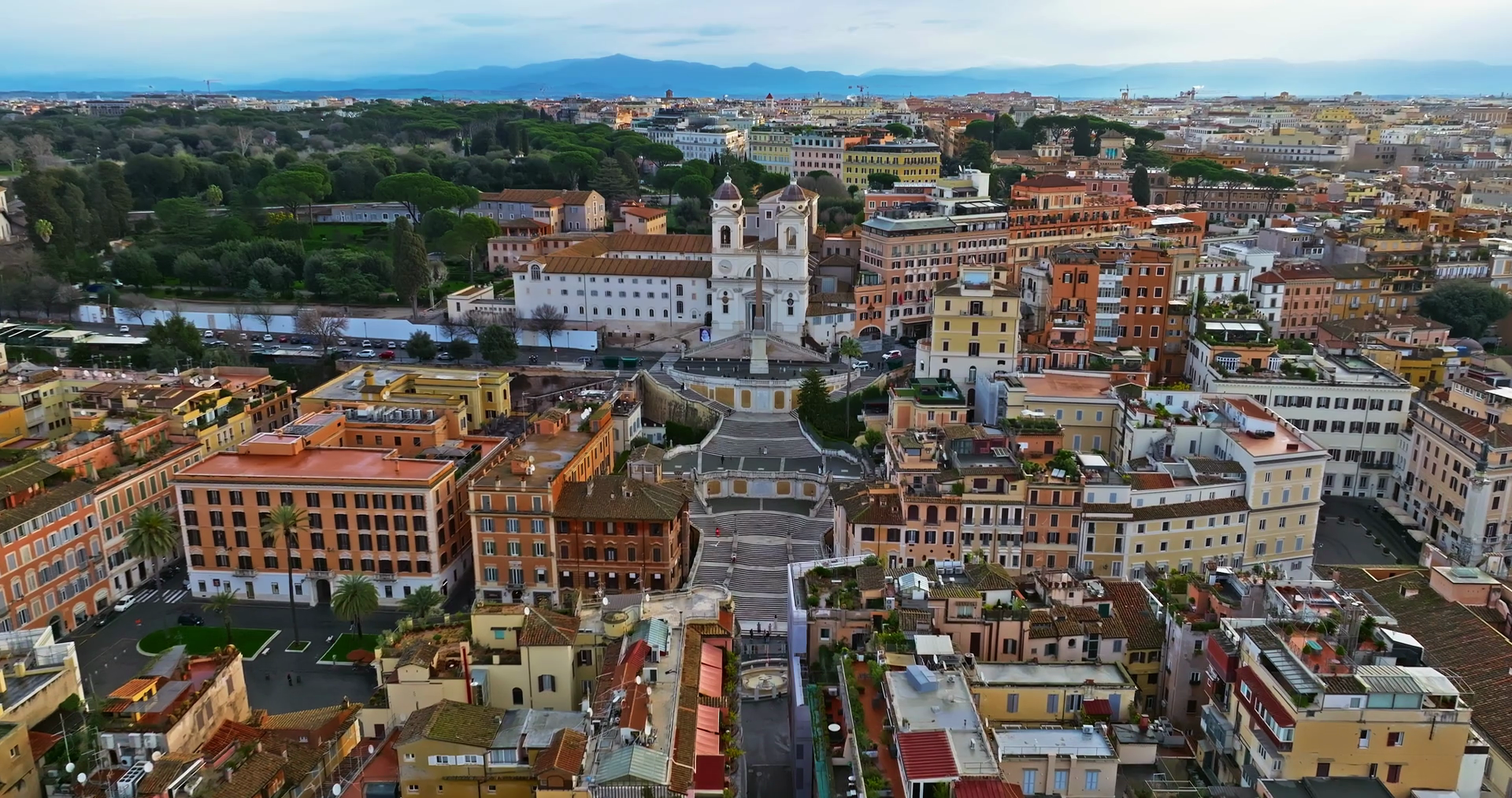 Aerial View Of Spanish Steps In Rome Italy Stock Footage SBV-352307183 ...