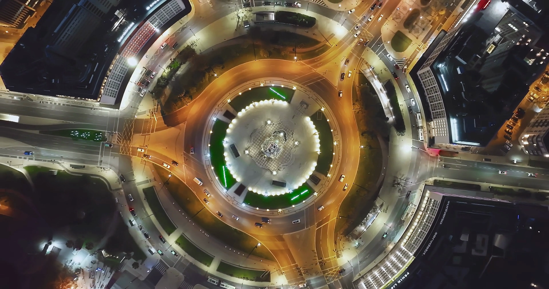 Aerial View Of Roundabout At Night Lisbon Stock Footage SBV-352237722 ...