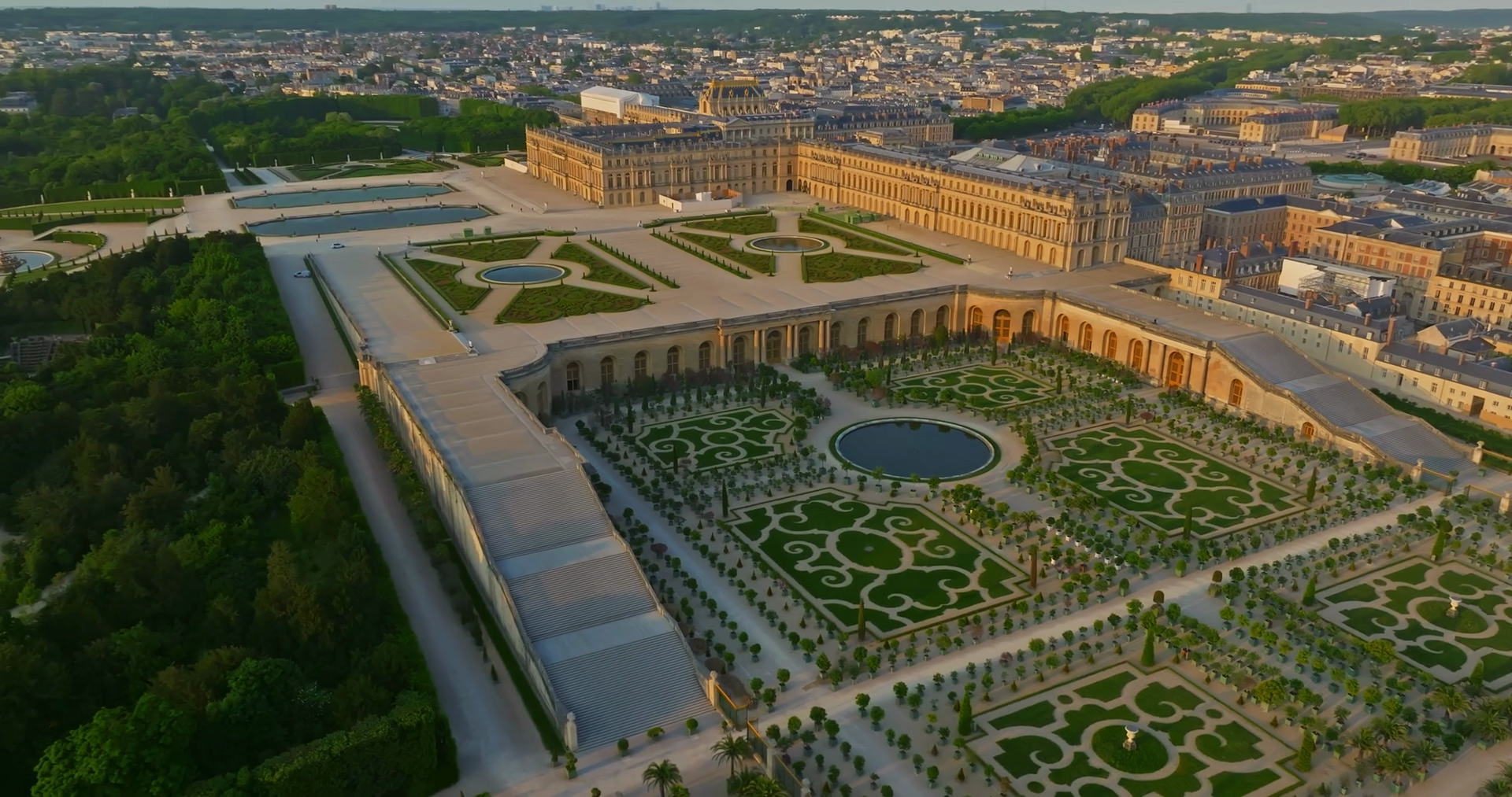 Aerial View Of Palace Of Versailles Gardens Stock Footage SBV-352666509 ...