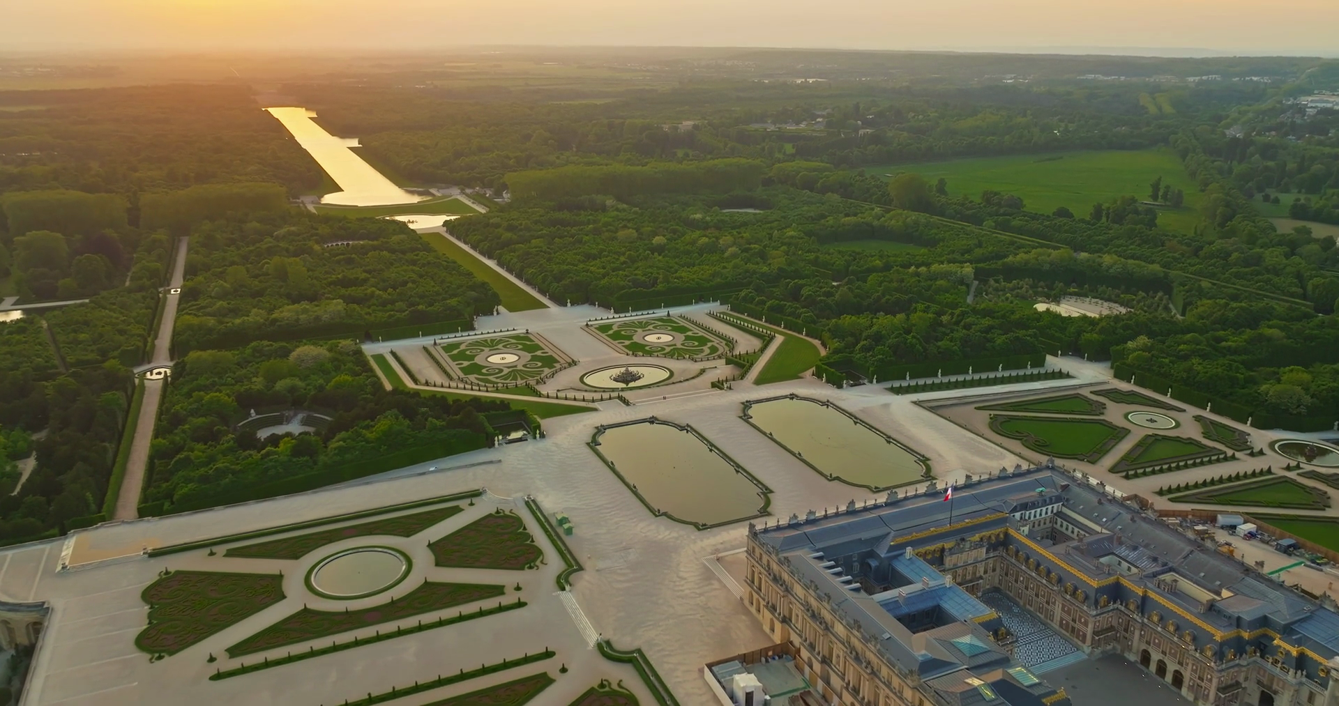 Aerial View Of Palace Of Versailles Gardens Stock Footage SBV-352677653 ...