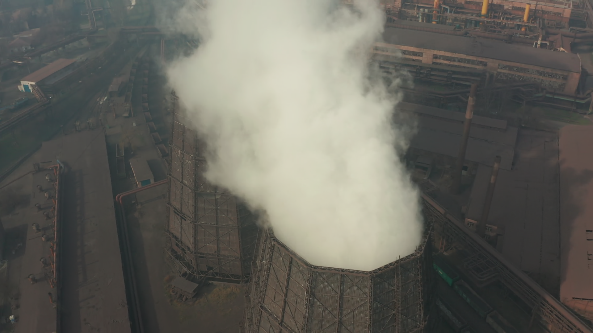Aerial View Pipes Throwing Smoke In Sky At Stock Footage SBV-351947273 ...
