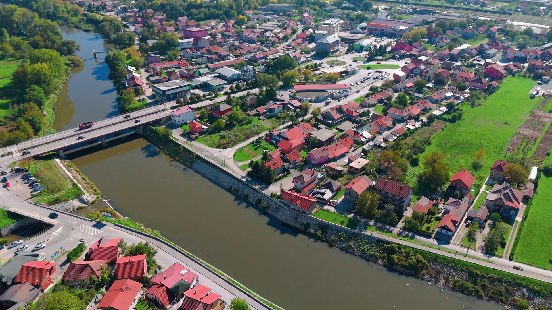 Aerial View: Sun Reflection On River With Stock Footage SBV-349291305 ...