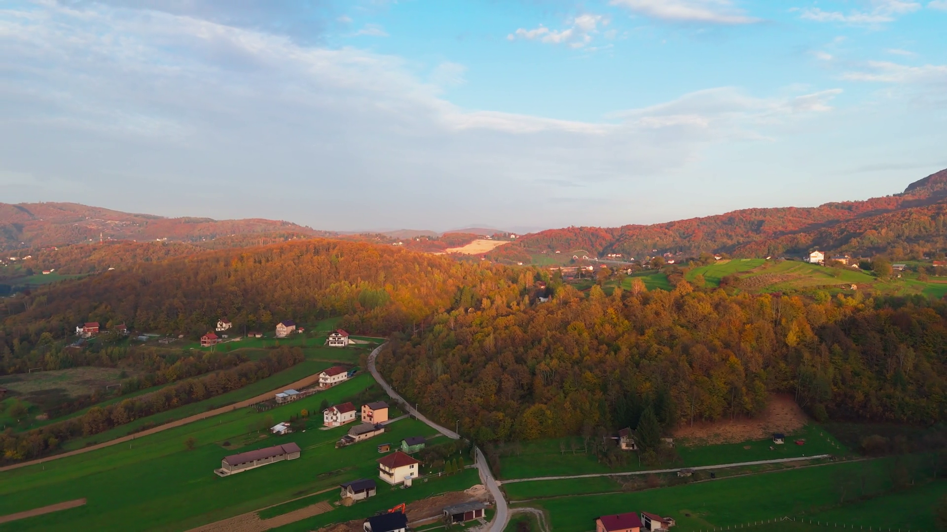 Aerial View: Warm Sunset Above Quiet Balkan Stock Footage SBV-352522884 ...