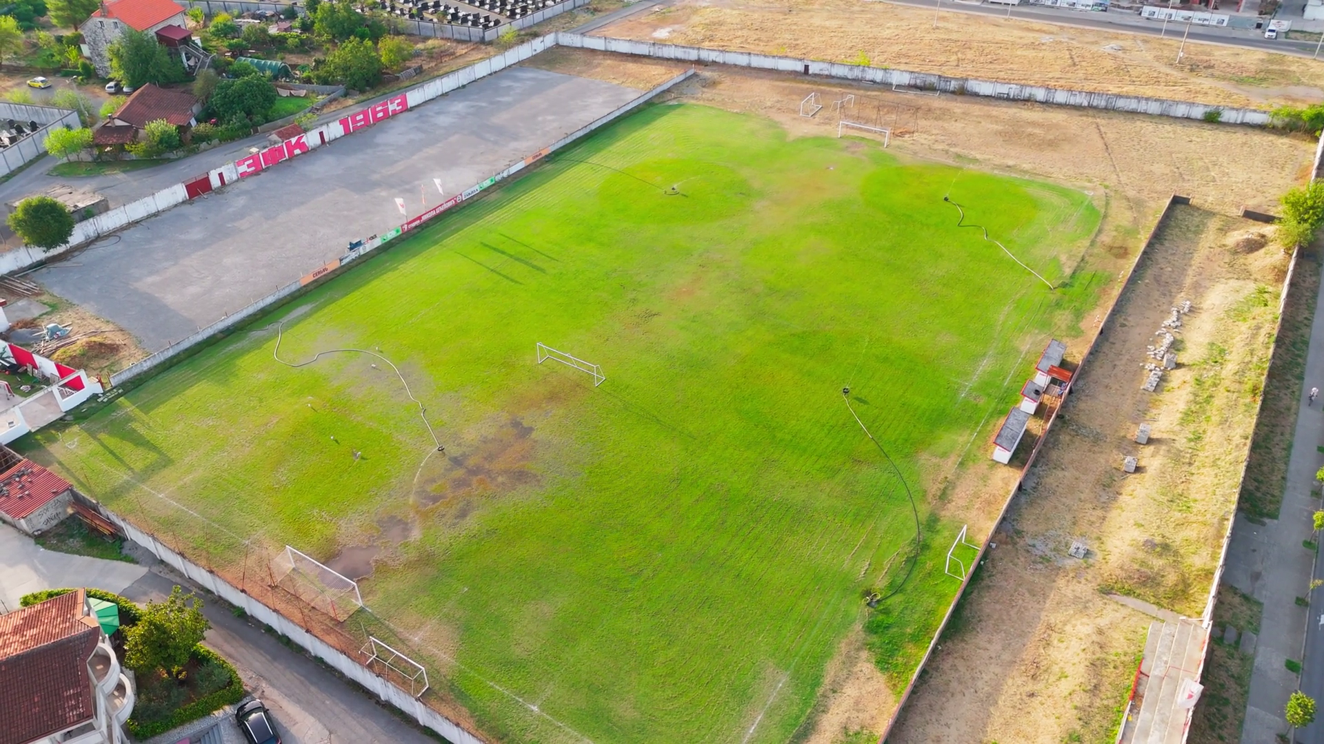 Drone Footage: Football Field In Podgorica Stock Footage SBV-352750644 ...