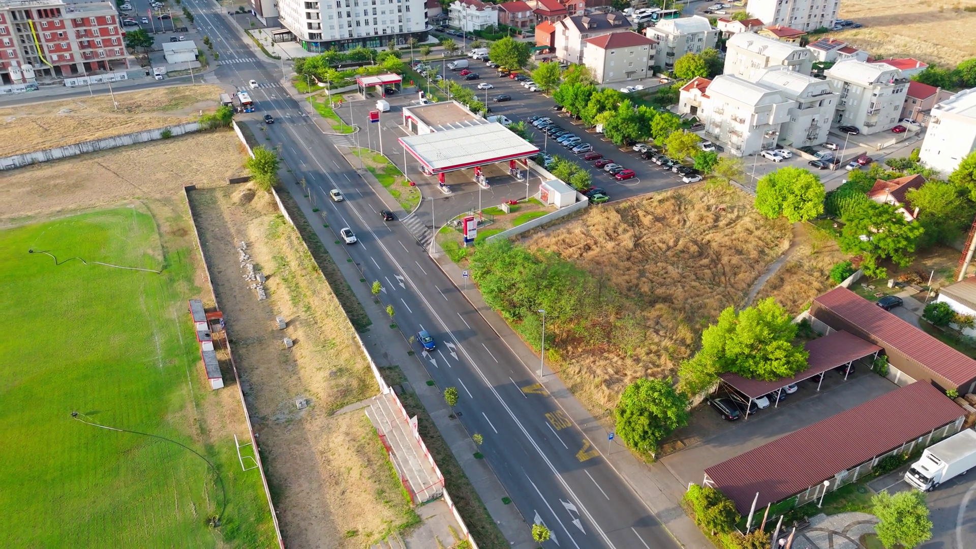 Drone Shot: Road In Podgorica Montenegro Stock Footage SBV-352750712 ...