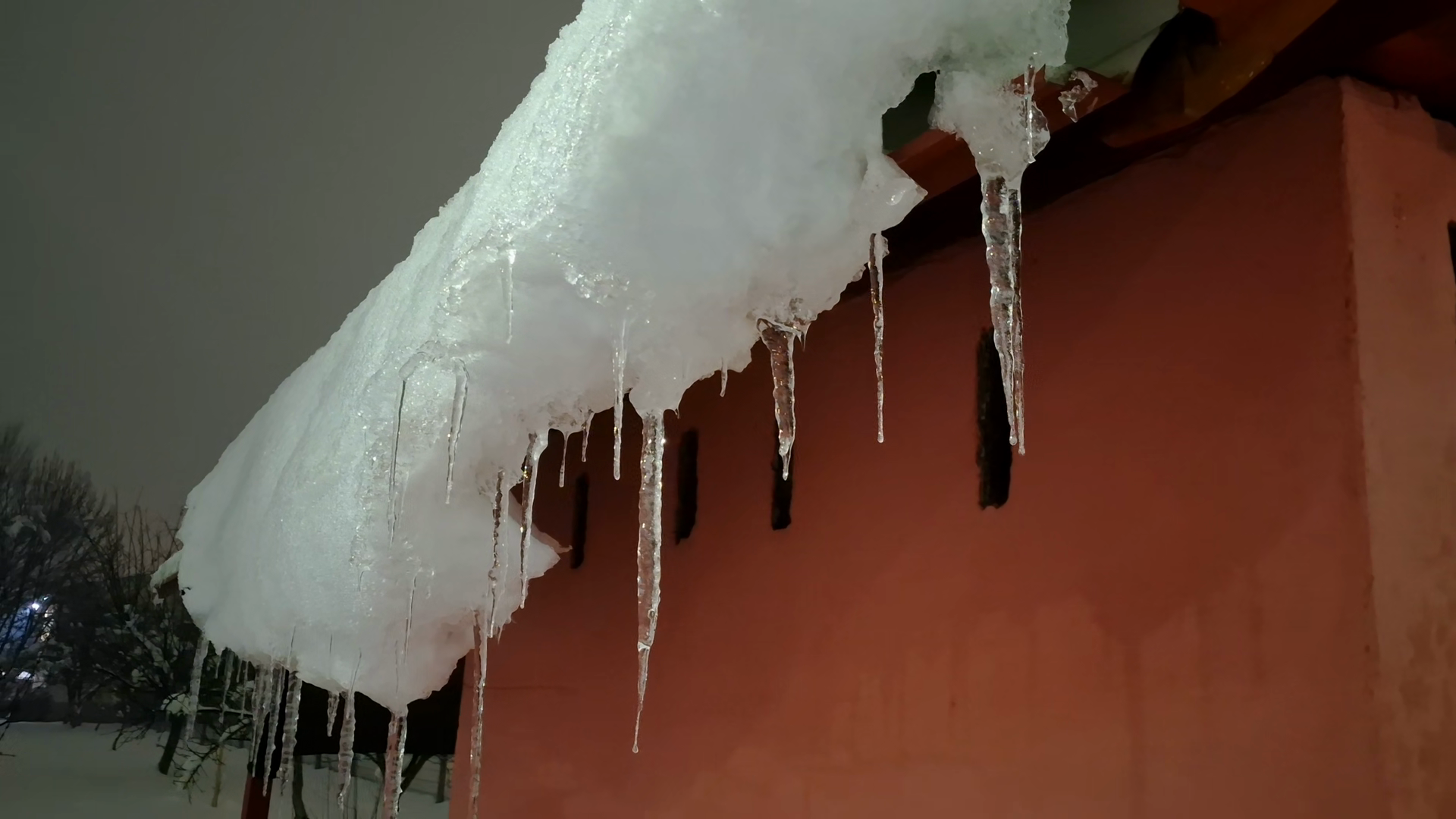 Winter Scene: Snow Hanging Icicles Stock Footage SBV-353672134 ...