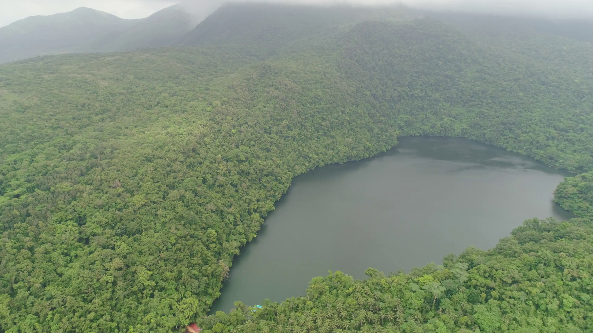 Aerial View Of Lake Bulusan In Mountains Stock Footage SBV-349219112 ...