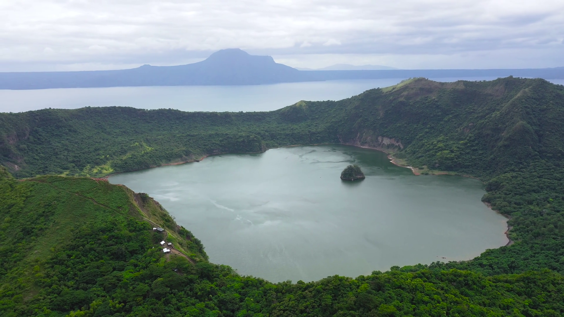 Active Taal Volcano Green Lake In Crater Stock Footage SBV-352244411 ...
