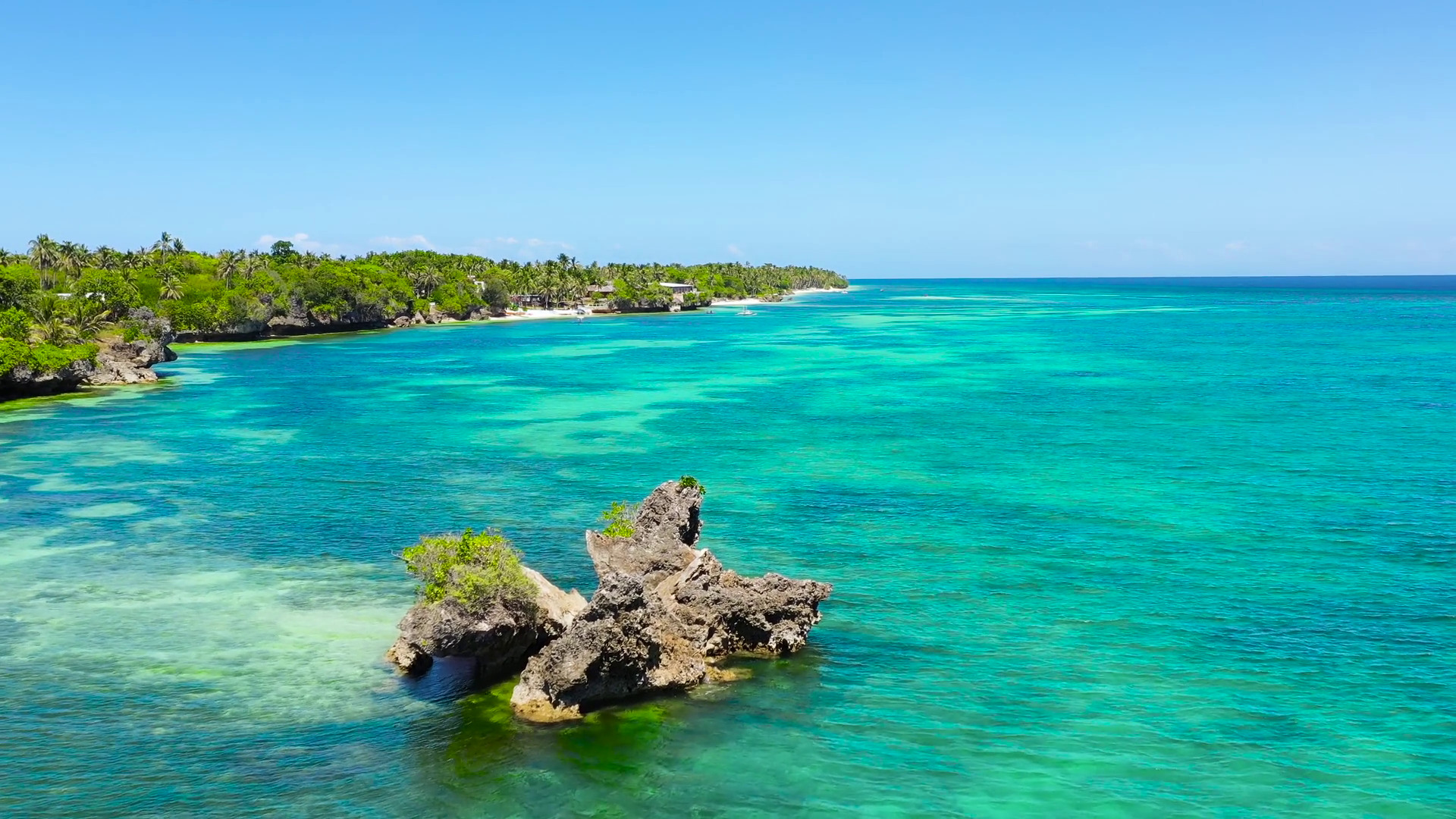 Aerial Seascape With Beautiful Beach Bohol Stock Footage SBV-352280250 ...