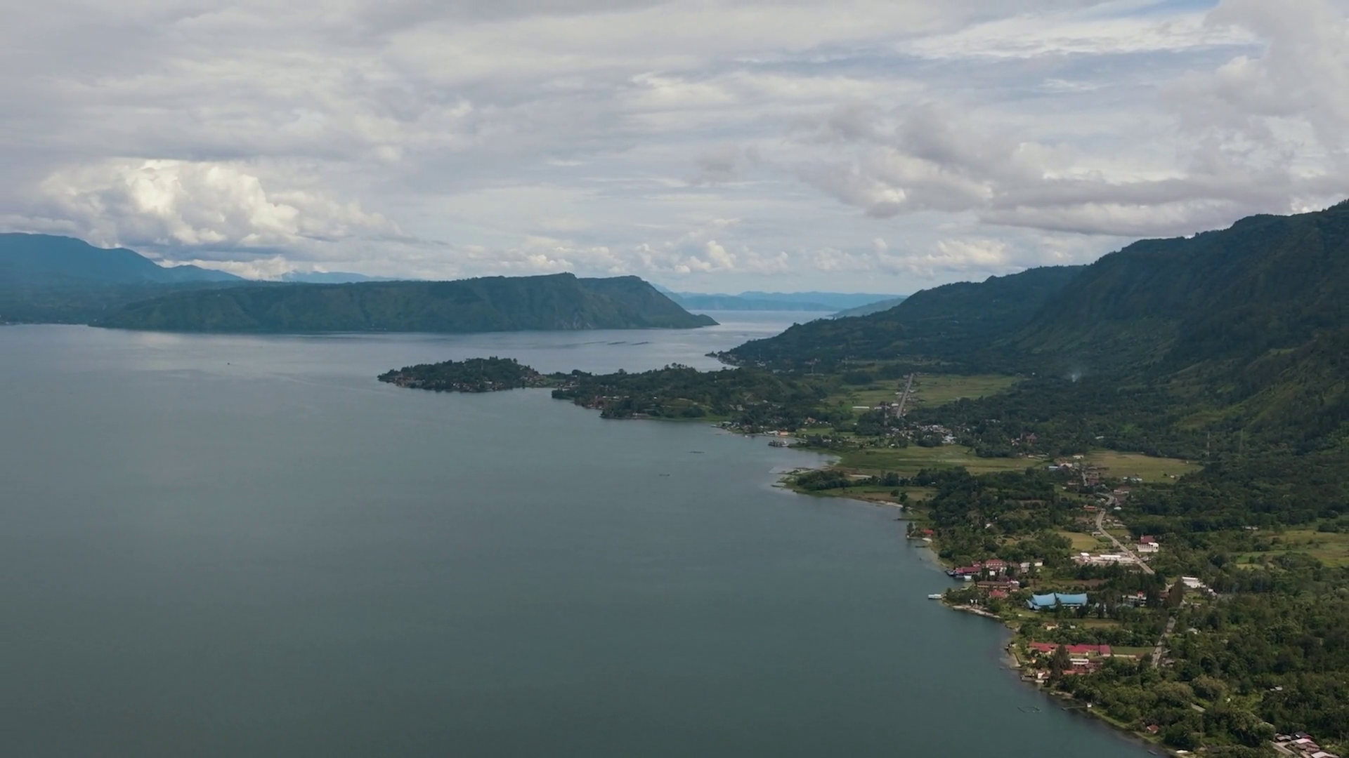 Lake Toba Island Of Samosir With Houses On Stock Footage SBV-353247413 ...