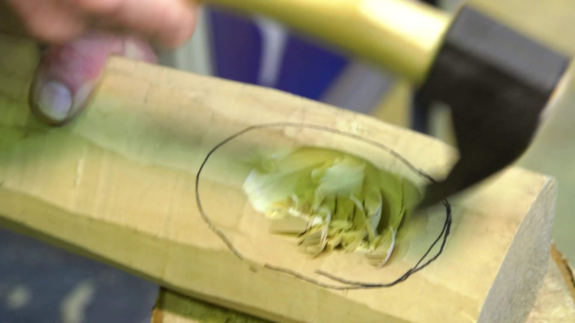 The Carpenter Processes Wood With Chisel Stock Footage SBV-347417697 ...