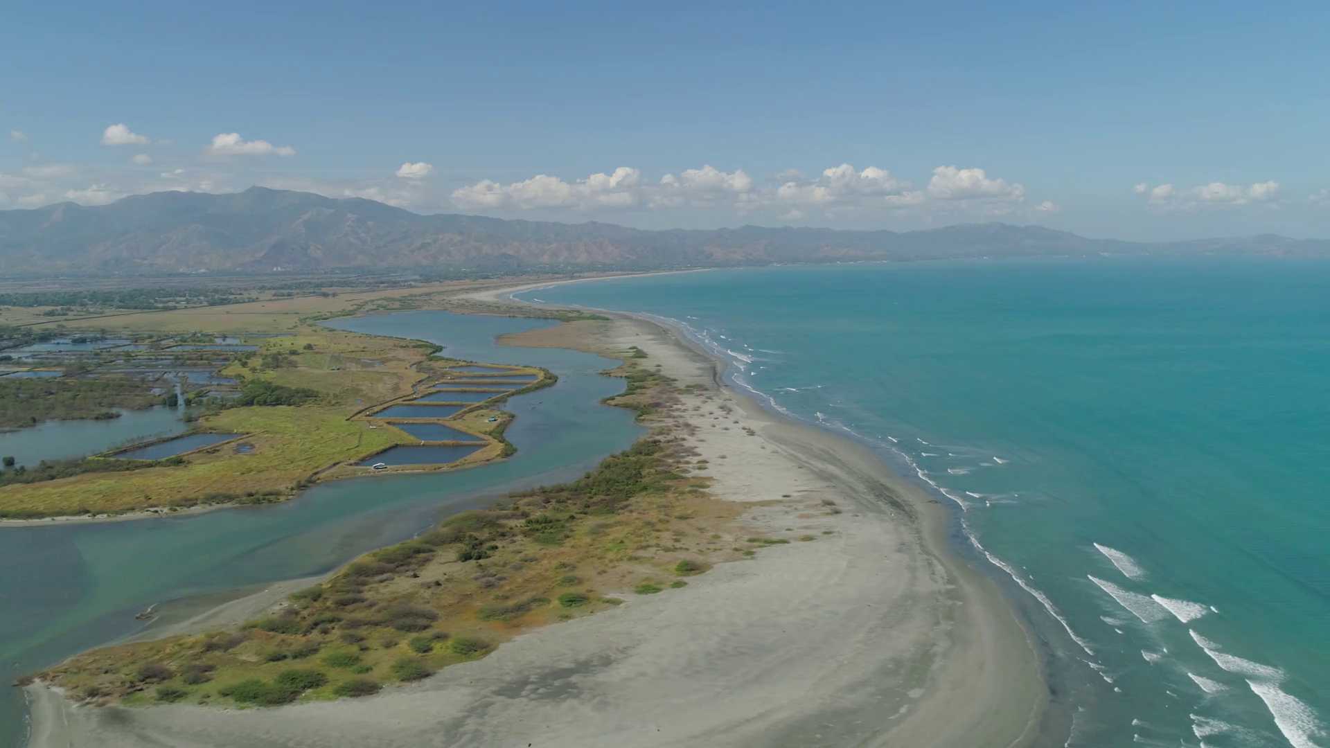 Aerial Seascape Sandy Beach Lingayen With Stock Footage SBV-347536815 ...