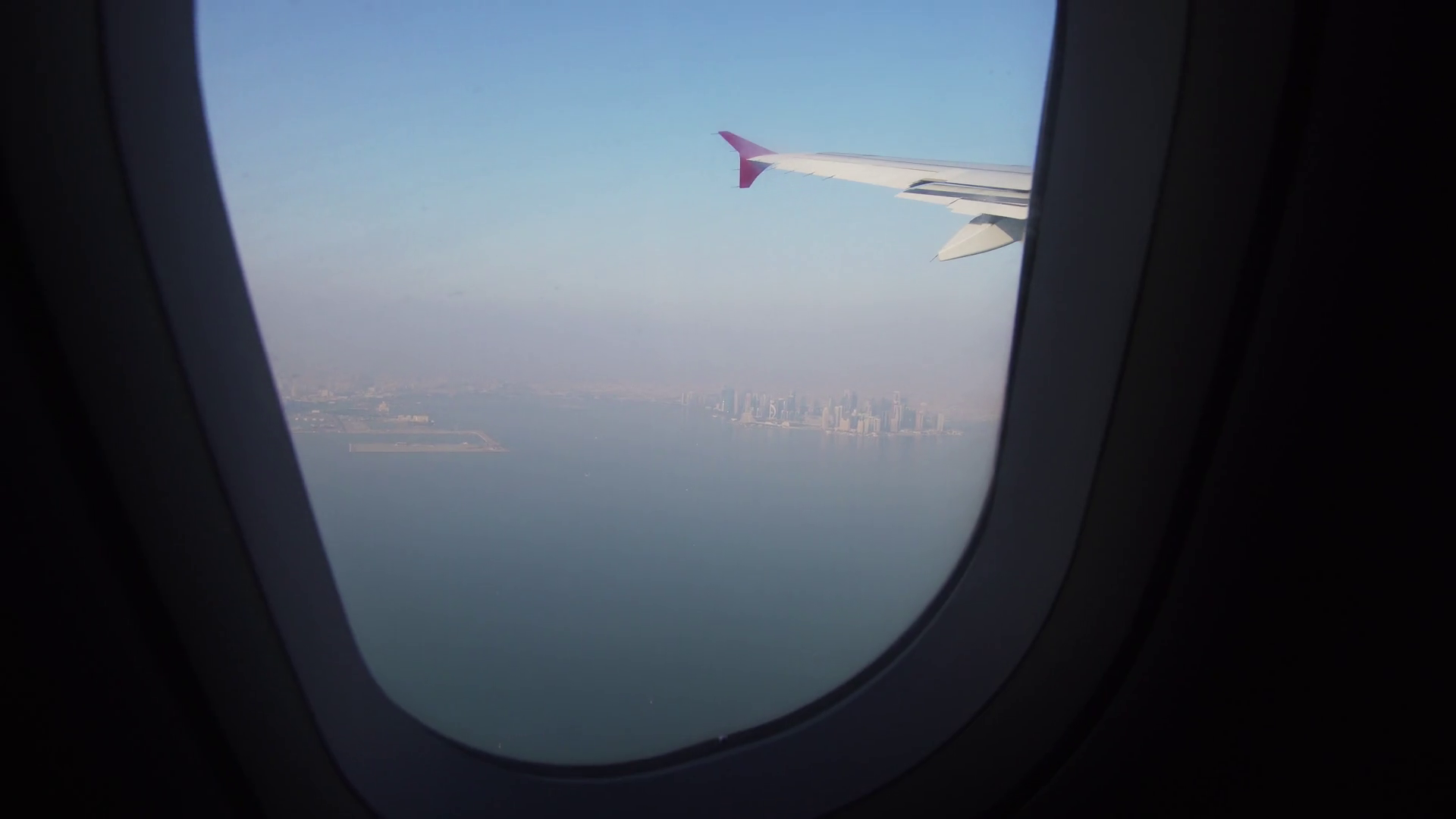 View Through Airplane Window On City Qatar Stock Footage SBV-347720608 ...