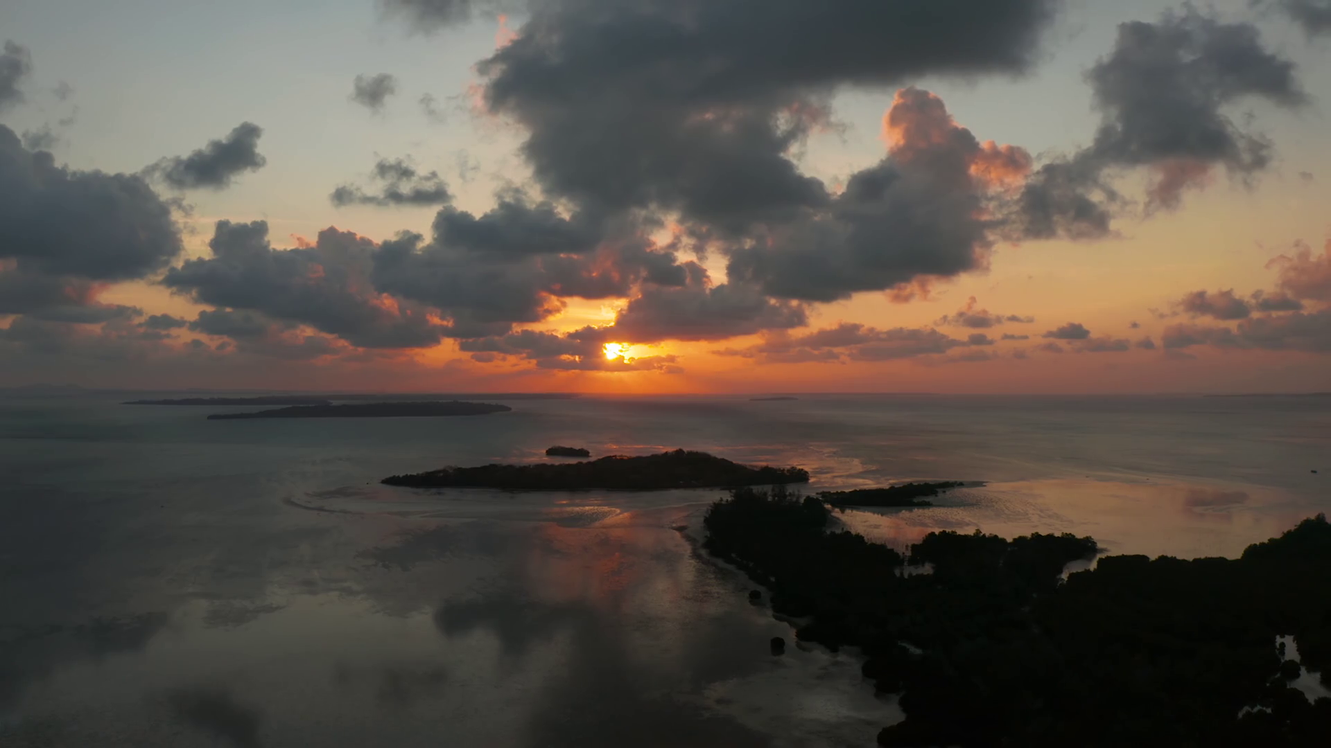 Colorful Sunset Over Tropical Islands Aerial Stock Footage SBV ...