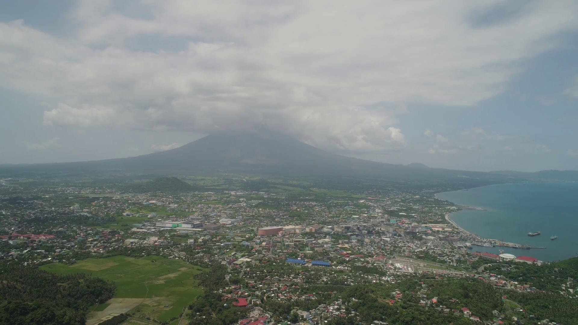 Aerial View City Legazpi In Background Mayon Stock Footage SBV ...
