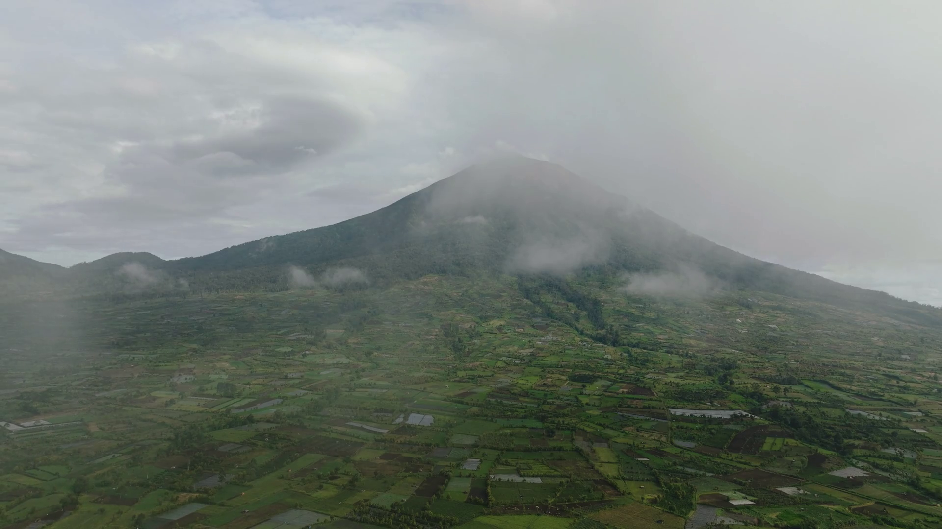 Aerial Drone Of Volcano Kerinci Farmland In Stock Footage SBV-348579131 ...