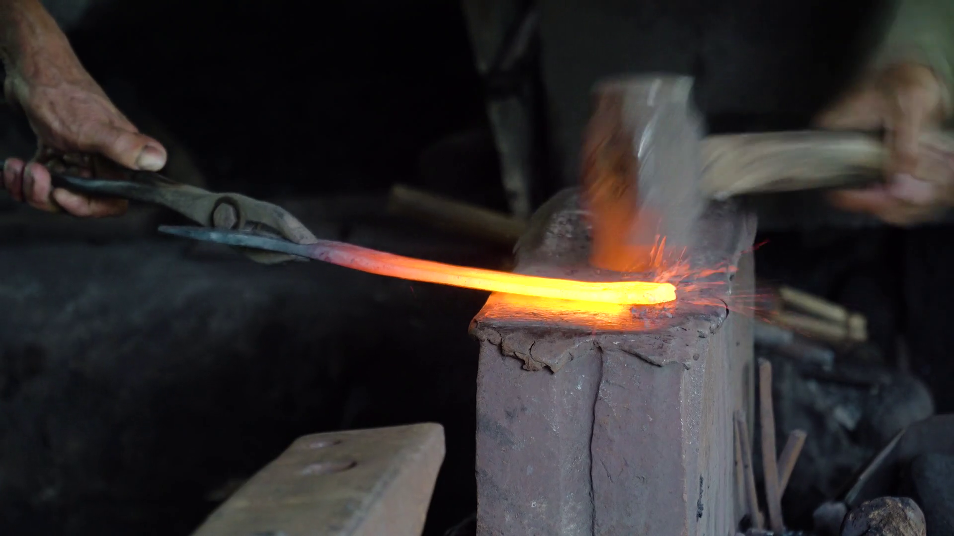 Blacksmith Forges Red-hot Iron In Forge Stock Footage SBV-348762557 ...