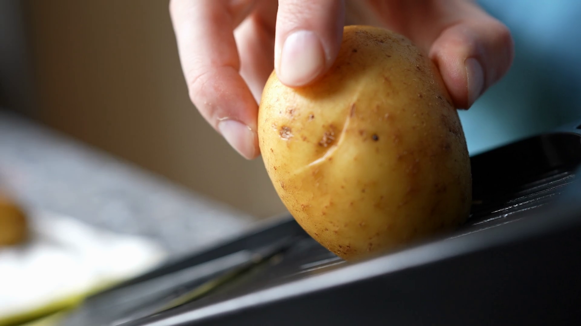 Home Cook Uses Mandoline Slicer To Slice Stock Footage SBV-348510532 ...