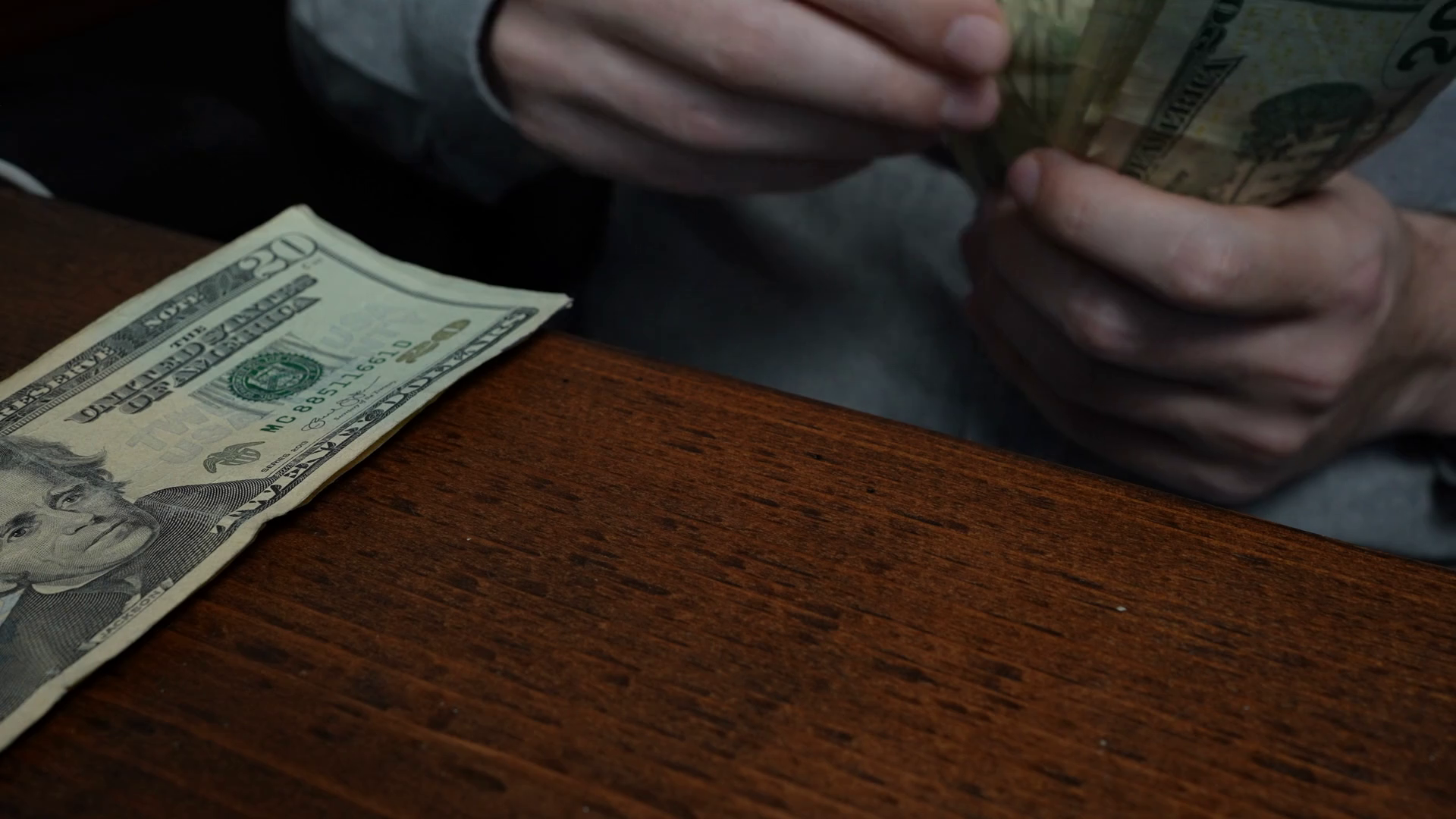 Man Counting Twenty Dollar Bills Paying In Stock Footage SBV-348575588 ...