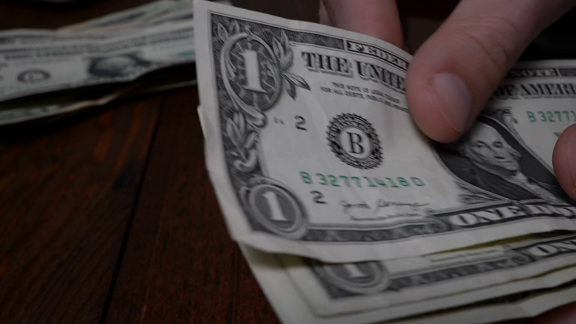 Man Counts Last Dollar Bills Of Budget Stock Footage SBV-348575660 ...
