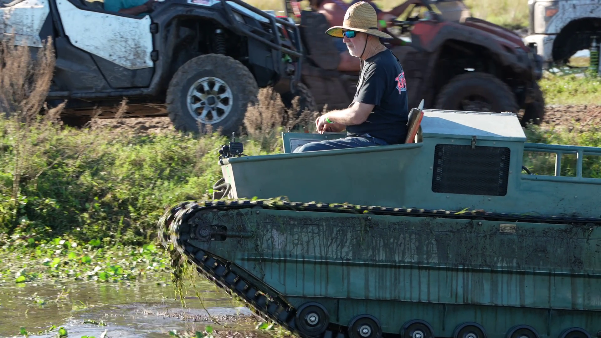 Man Riding Miniture Tank Custom Made In Lake Stock Footage SBV ...