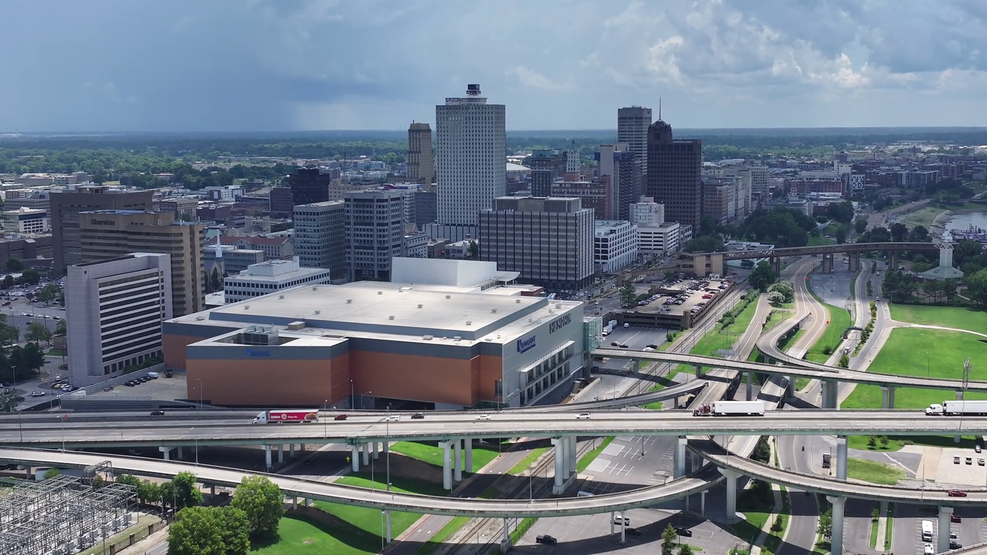 Memphis Tennessee Sunny Aerial Downtown Stock Footage SBV-352649986 ...