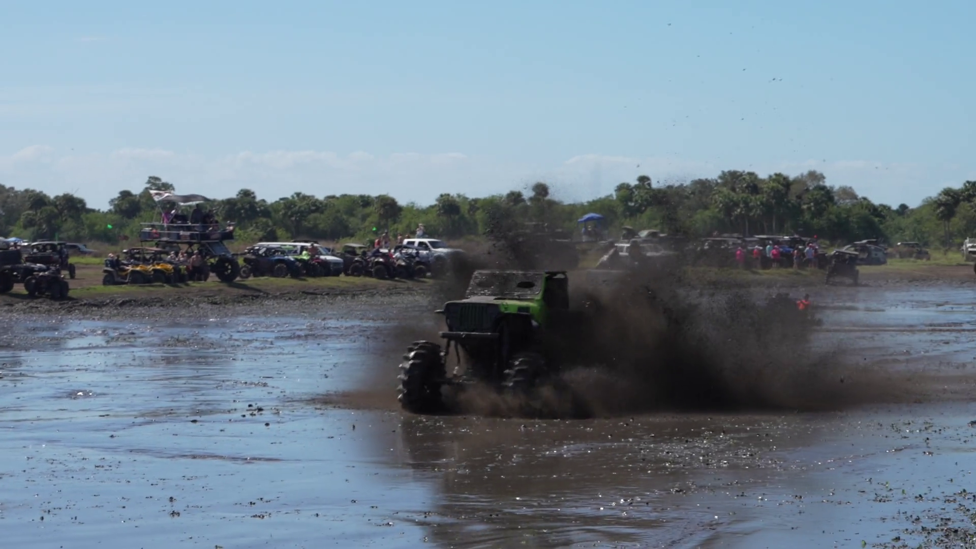 Mud Trucks Wheels Busy Pit Mud Flying Stock Footage SBV-351820712 ...