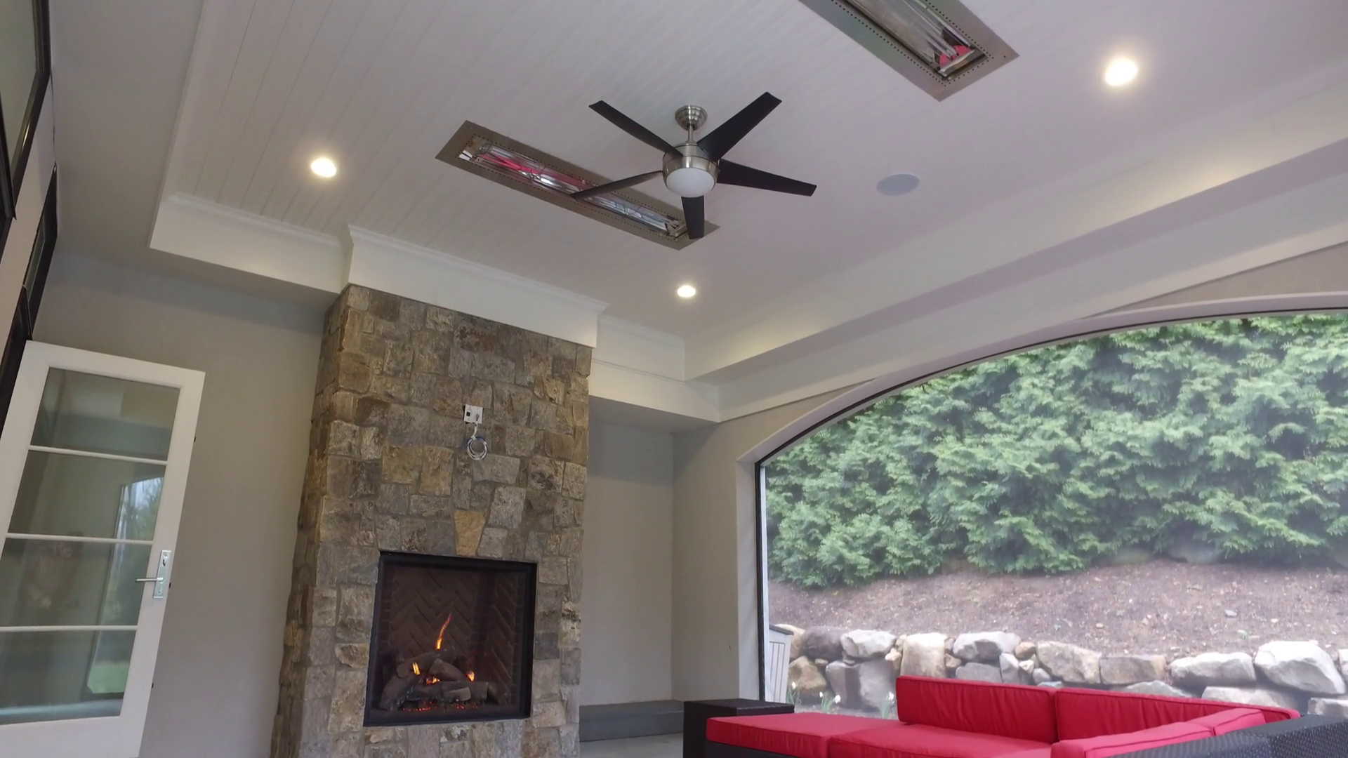 Aerial Drone Footage Of Outdoor Fireplace Stock Footage SBV-351893001 ...