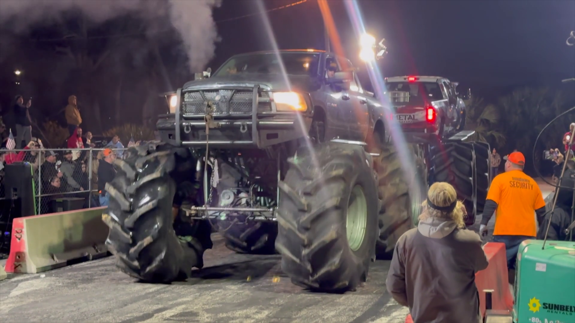 Truck Tug Of War Smoky Night Dirt Crowd Ram Stock Footage SBV-352310366 ...