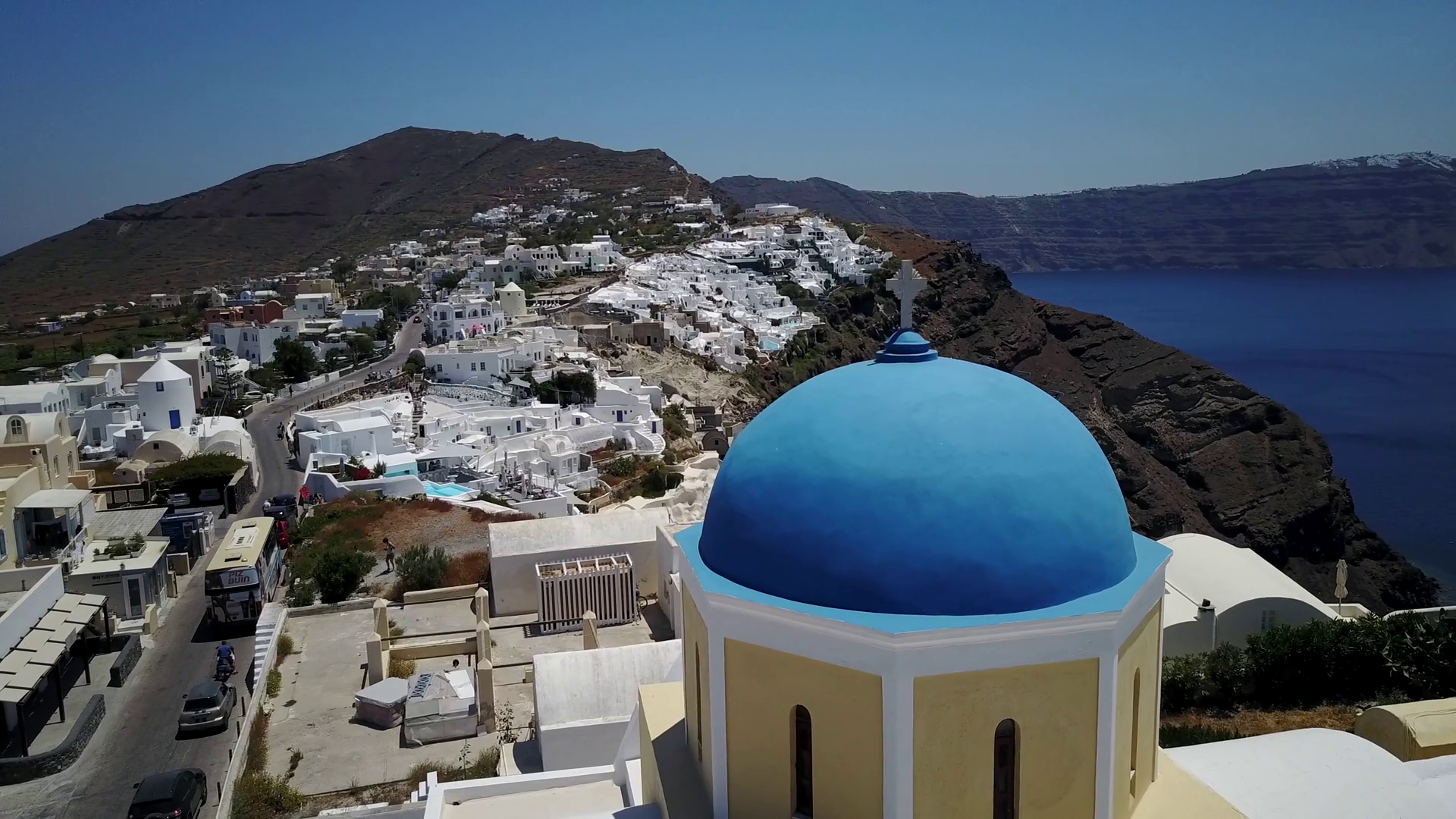 Santorini Buildings On Cliffs Aerial Greece Stock Footage SBV-315311683 ...