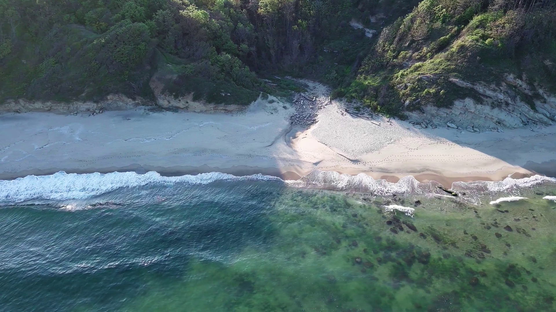 Beach Between Ledge Covered With Vegetation Stock Footage SBV-353264576 ...