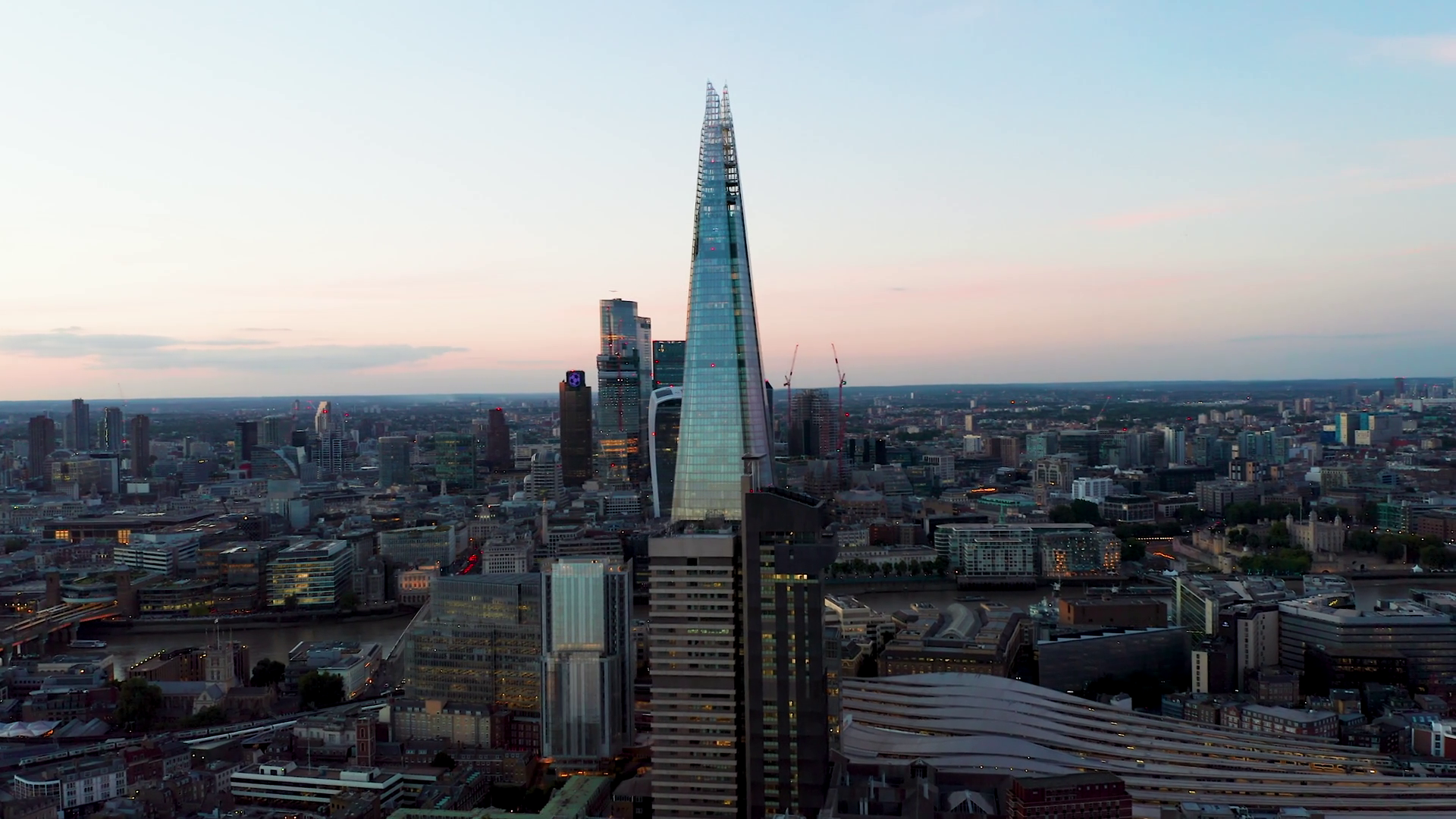 Aerial View Of Iconic Shard Towering Over Stock Footage SBV-353306670 ...