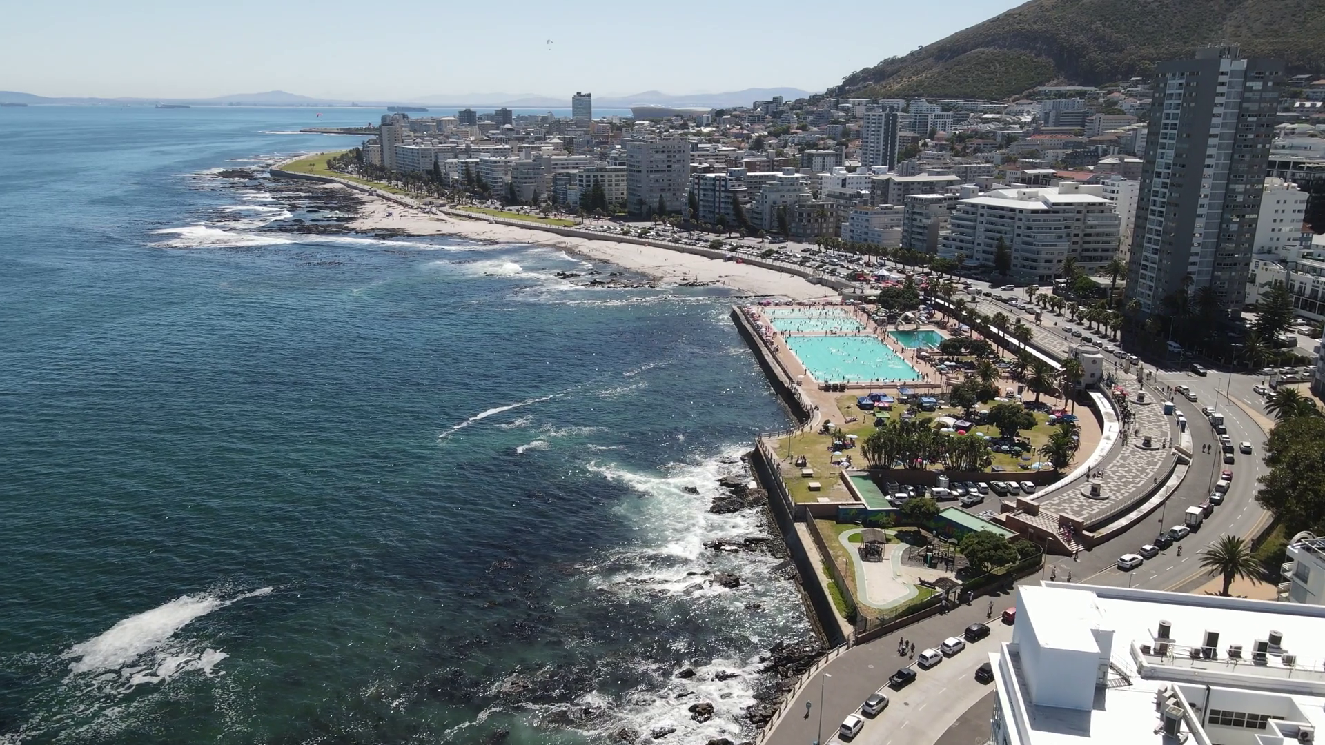 Aerial View Of Sea Point Public Pool On New Stock Footage SBV-353310750 ...