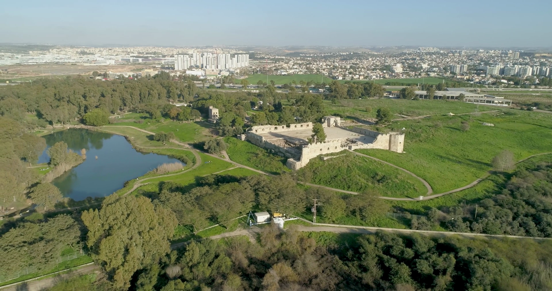 Aerial View Of Tel Afek National Park Stock Footage SBV-353304970 ...