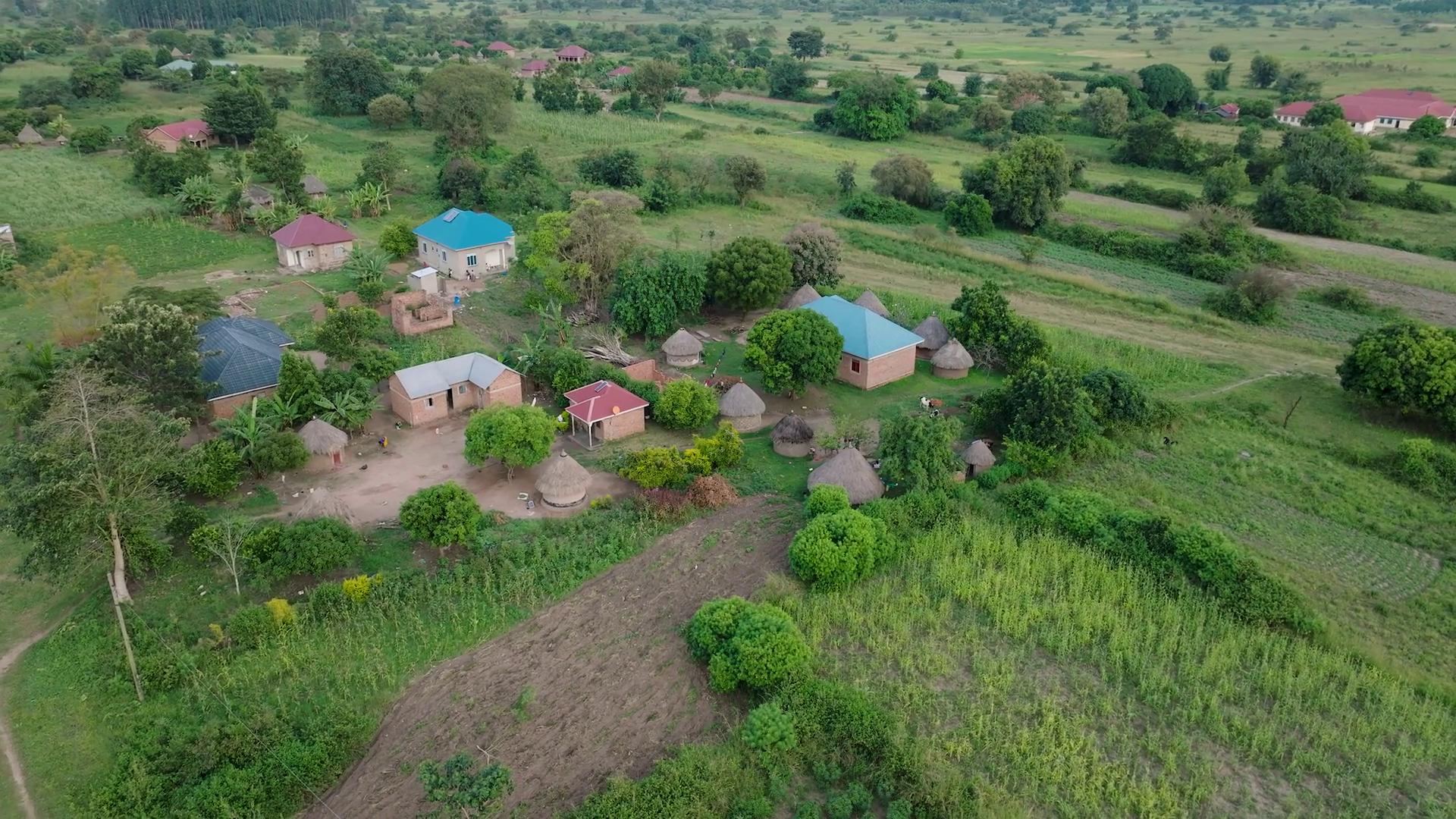 Aerial View Of Scattered Houses With Stock Footage SBV-353274679 ...