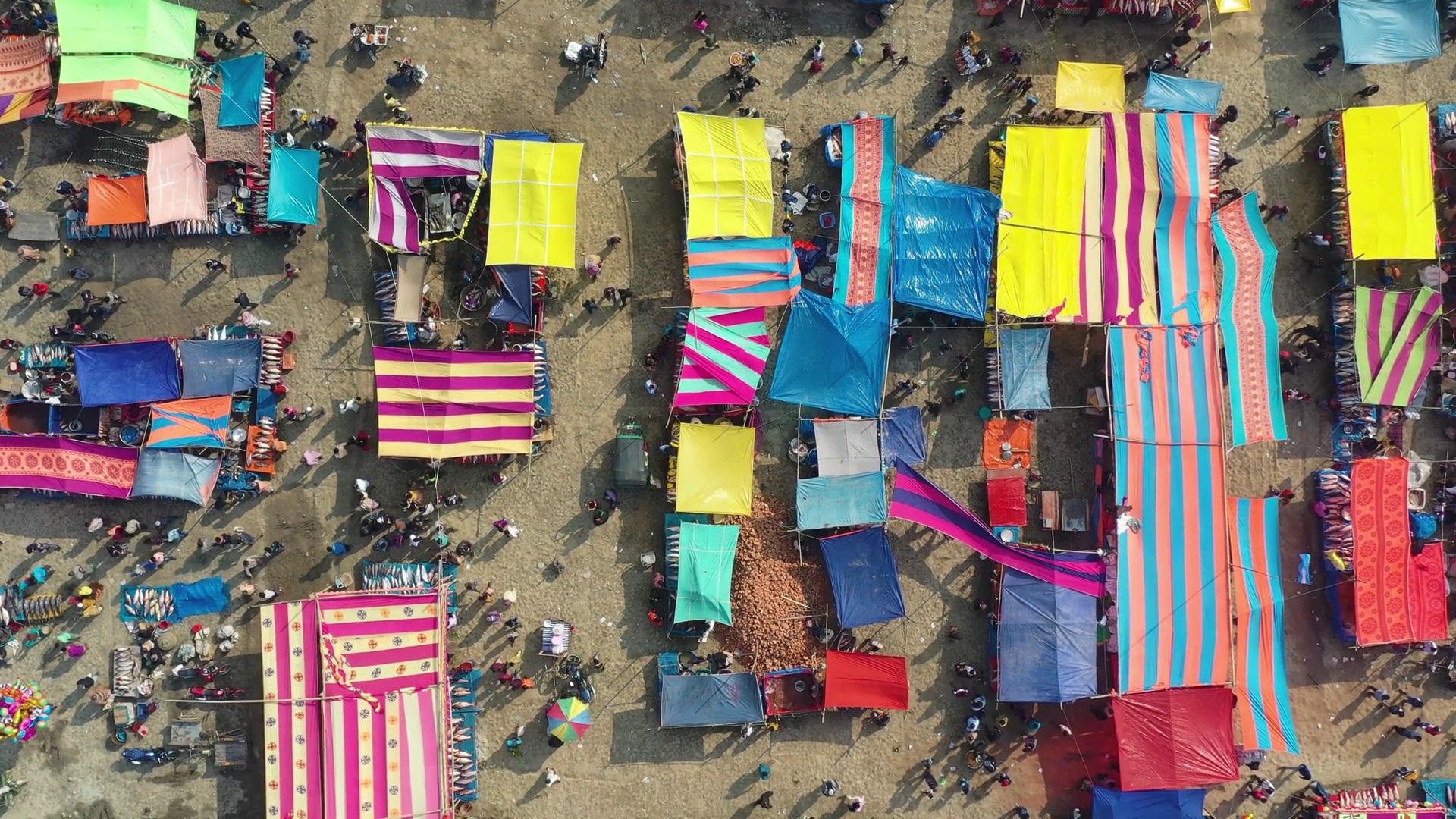 Aerial View Of Market Stalls Bangladesh Stock Footage SBV-352649322 ...