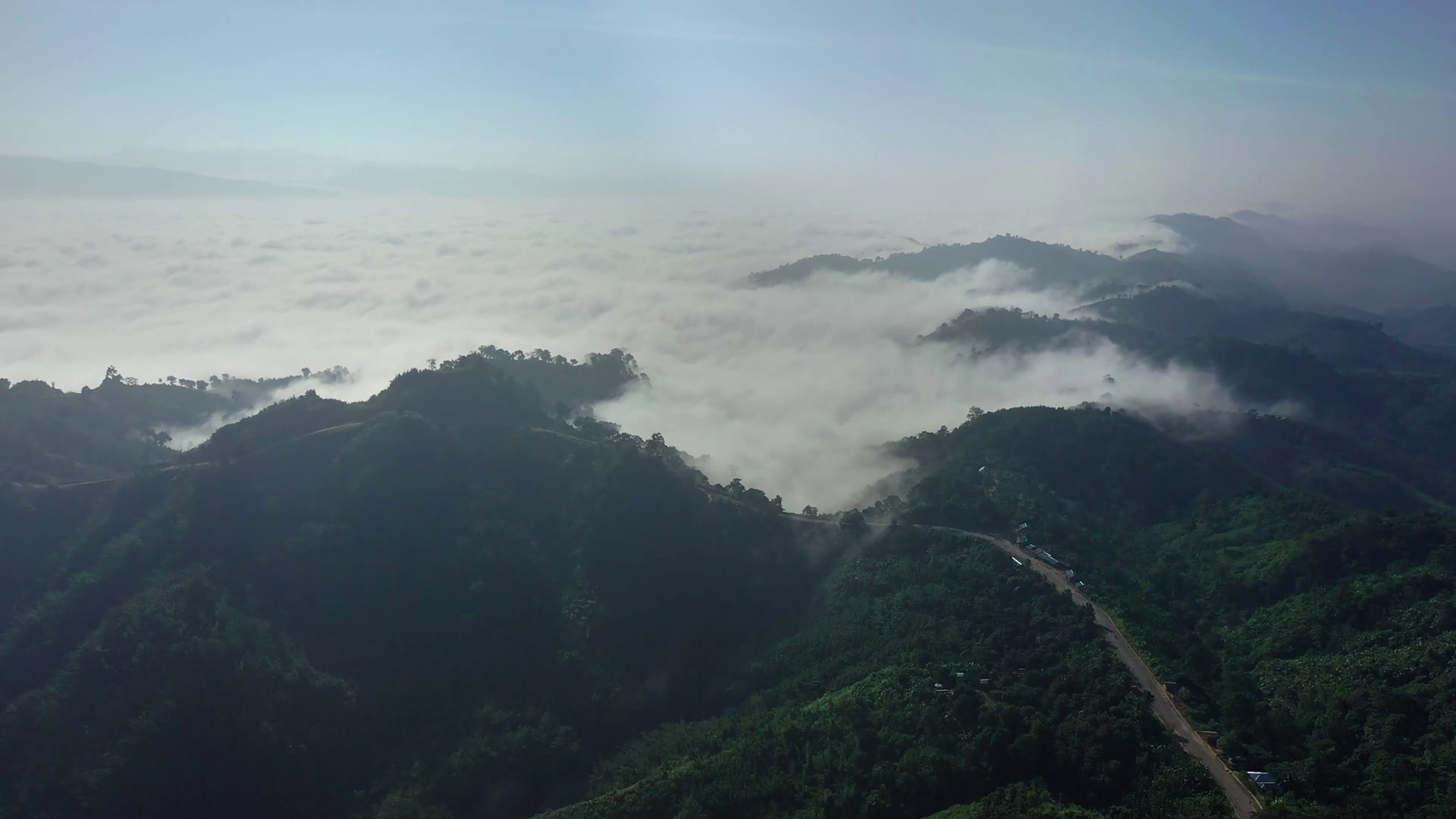 Aerial View Of Sajek Valley With Fog Stock Footage SBV-352680303 ...