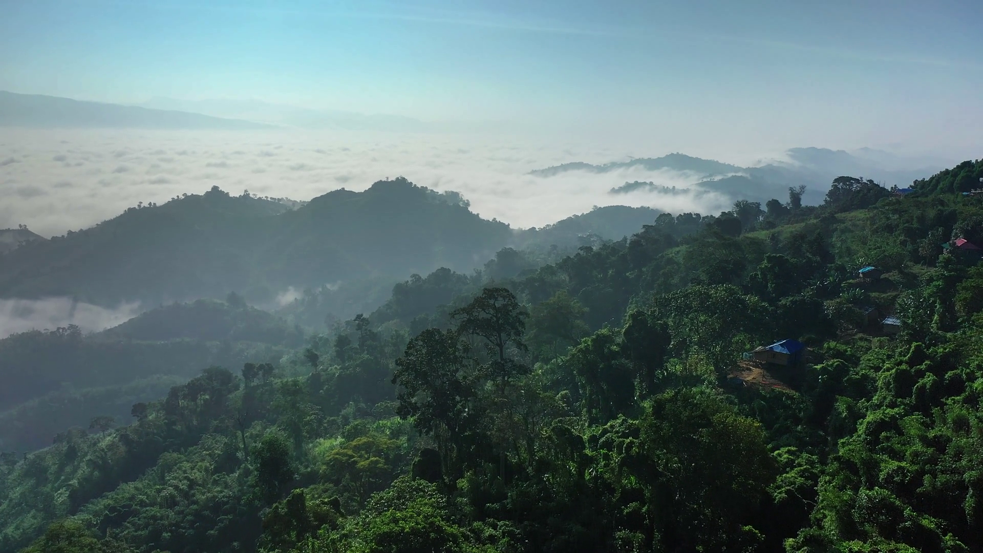 Aerial View Of Sajek Valley With Fog Stock Footage SBV-352680317 ...