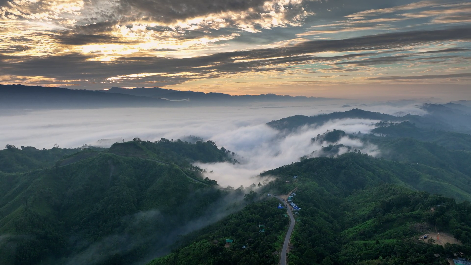 Aerial View Of Sajek Valley Covered In Mist Stock Footage SBV-352680368 ...
