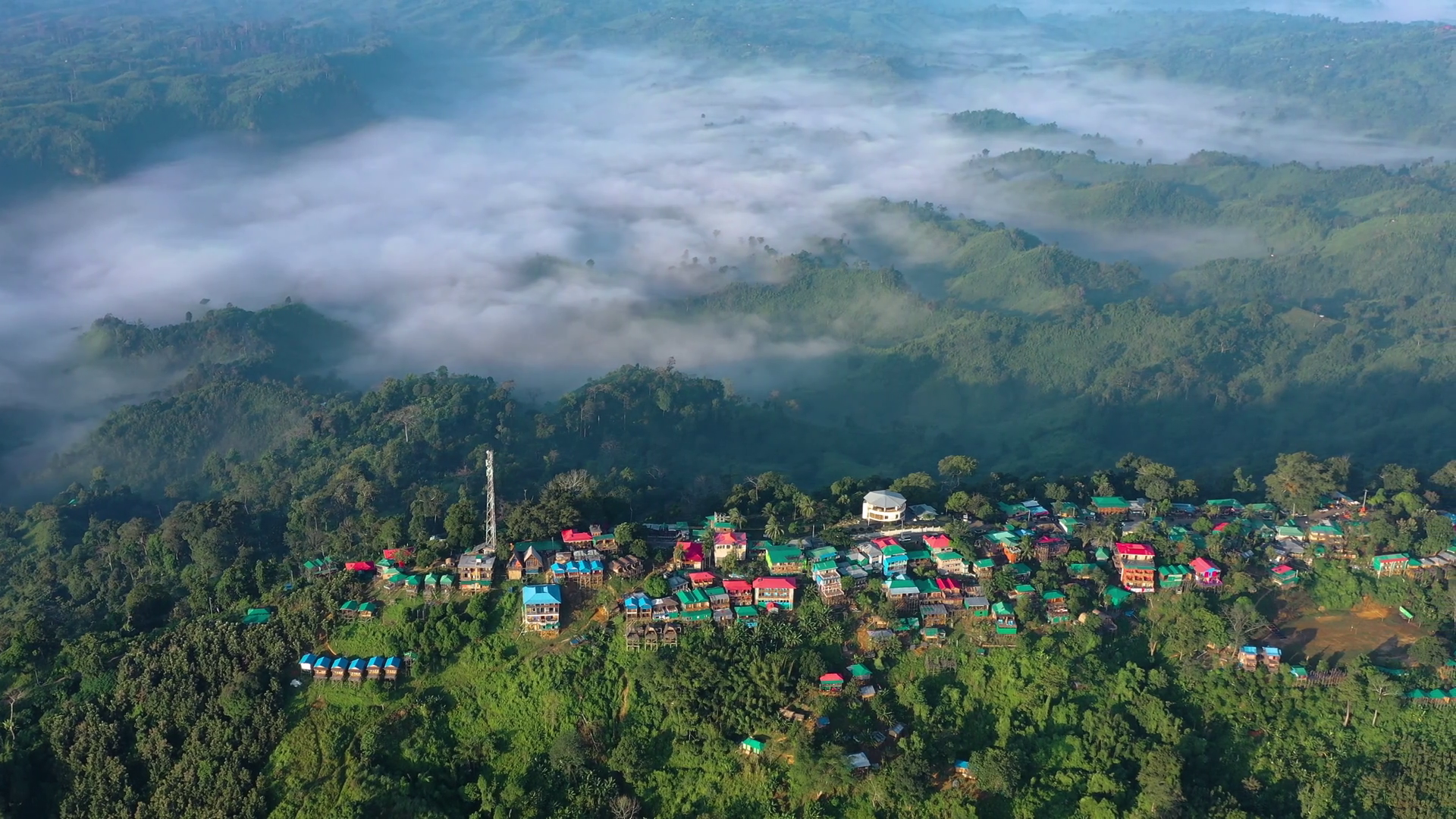 Aerial View Of Sajek Valley Village Stock Footage SBV-352689896 ...