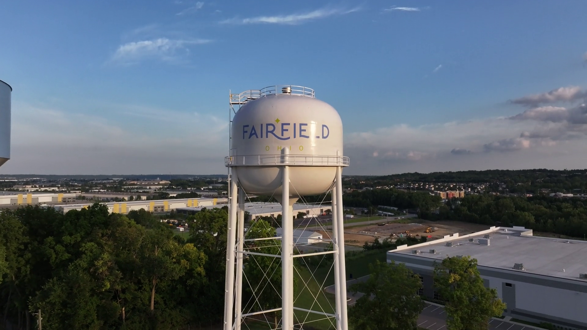 Aerial View Of Fairfield Water Tower United Stock Footage SBV-352679248 ...