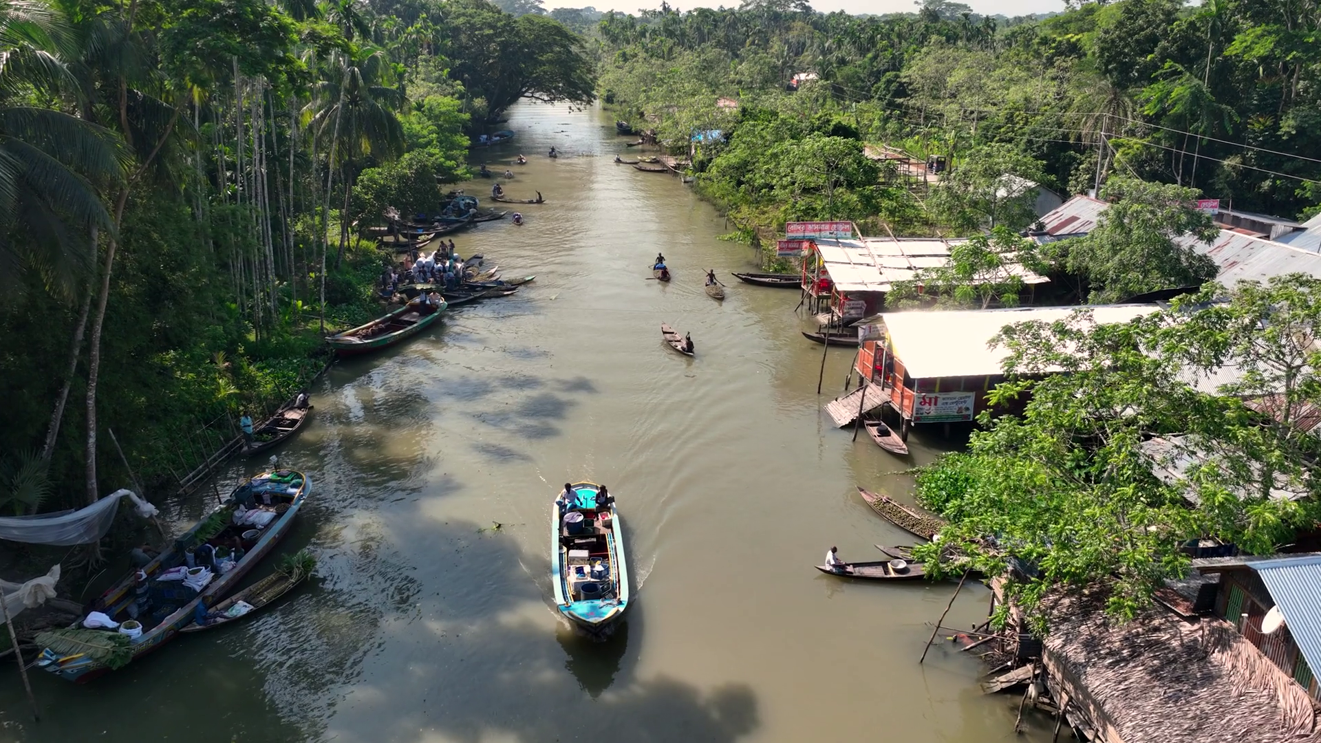 Aerial View Of Boats On River In Barishal Stock Footage SBV-352689060 ...