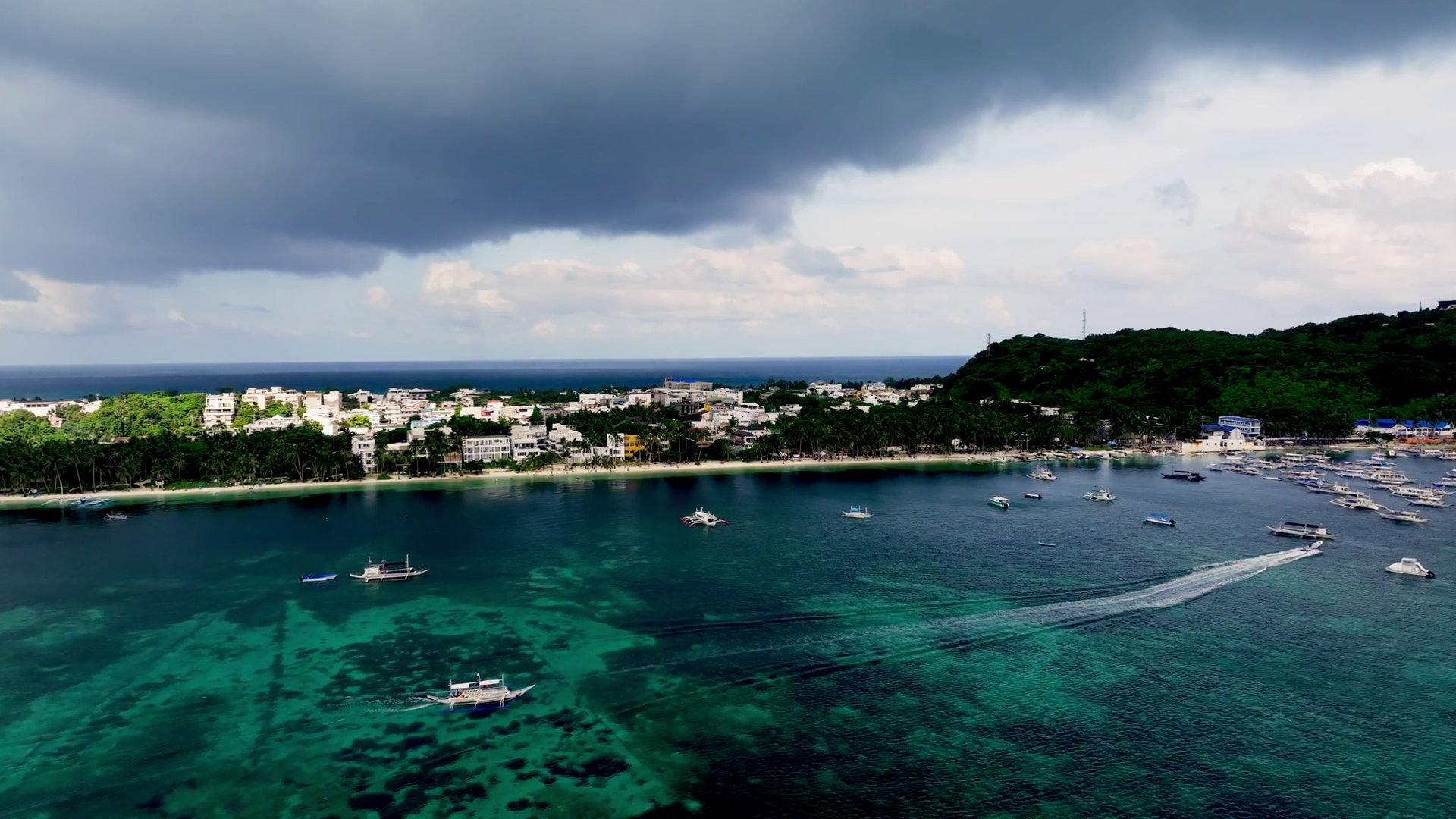 Aerial View Of Boracay Coast With Boats Stock Footage SBV-352704690 ...
