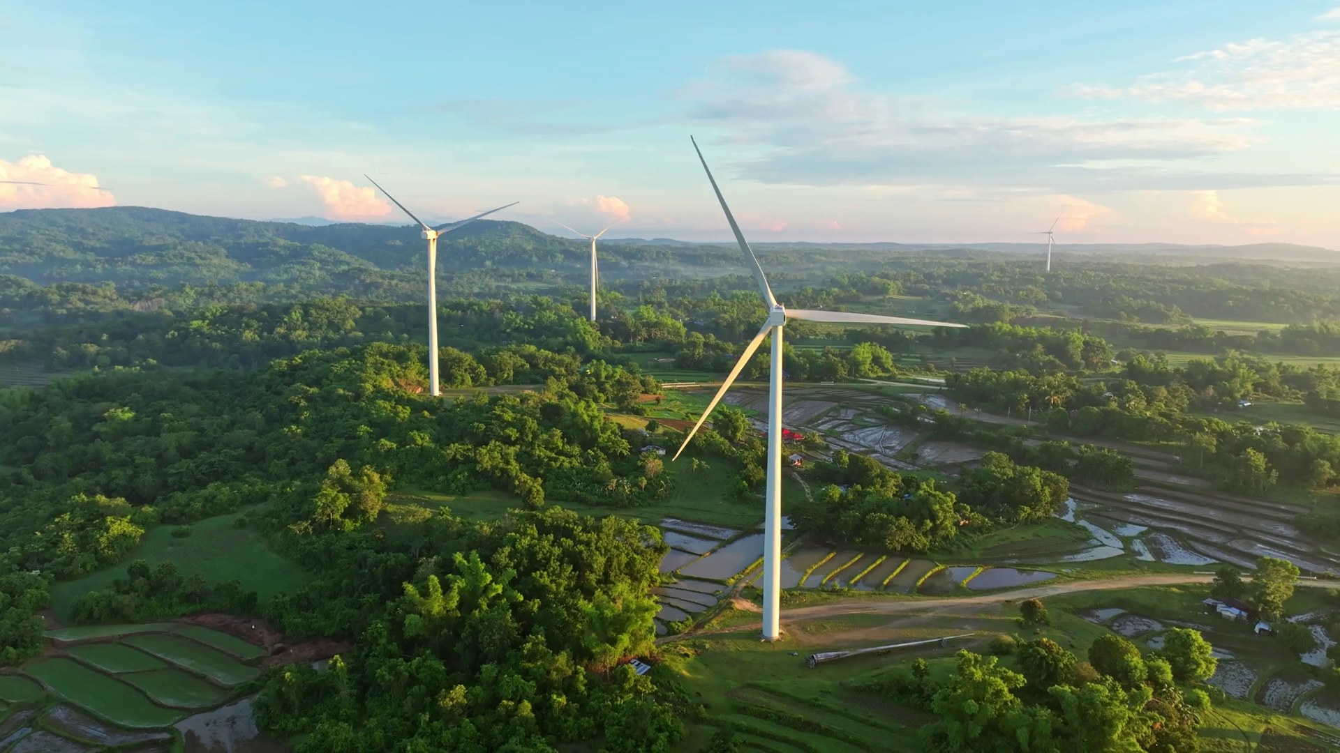 Aerial View Of Wind Turbines In Guimaras Stock Footage SBV-352728314 ...
